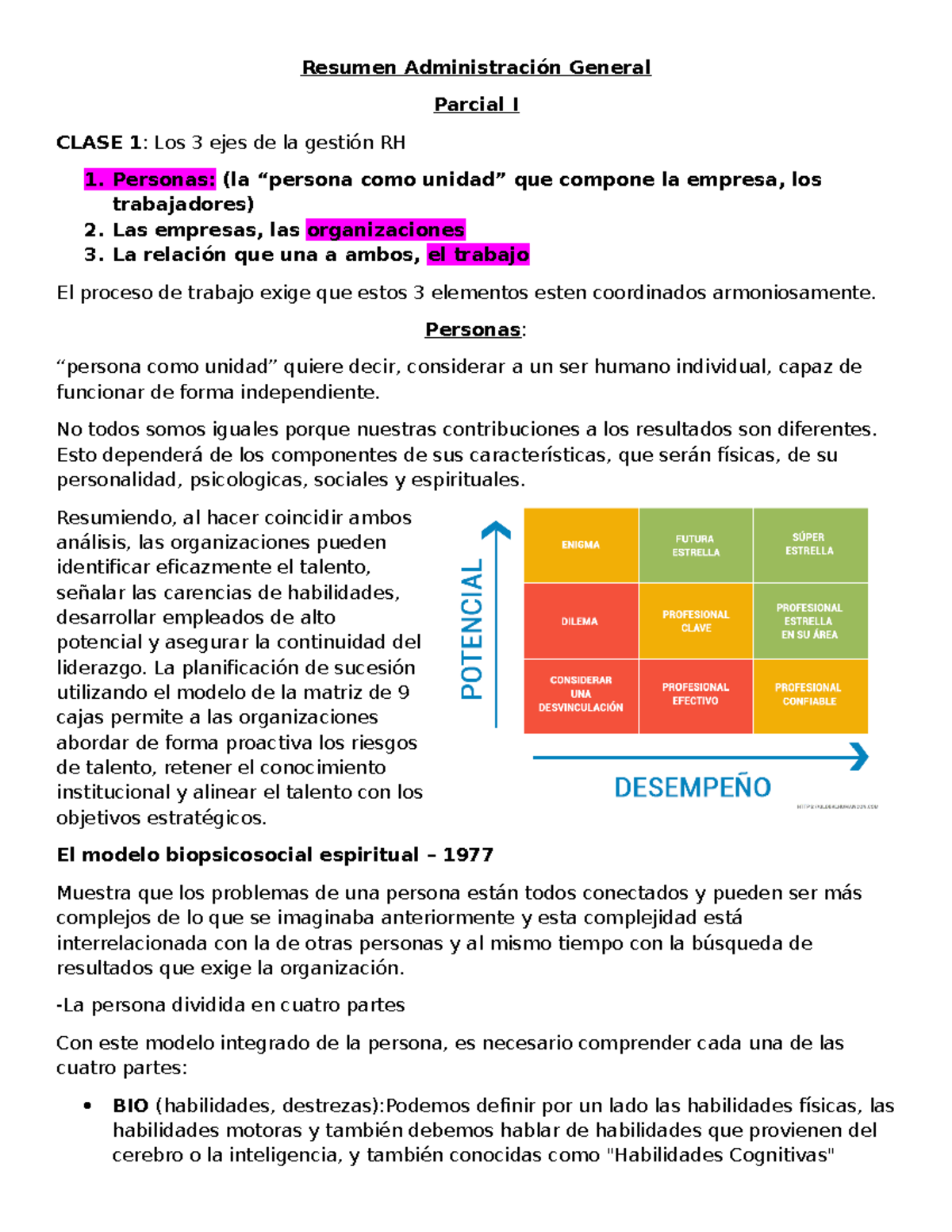 Resumen Administración General Parcial I: Clases y Teorías Clave - Studocu