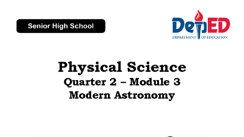 Physical Science 11 ADM Module 3: Modern Astronomy Insights - Studocu