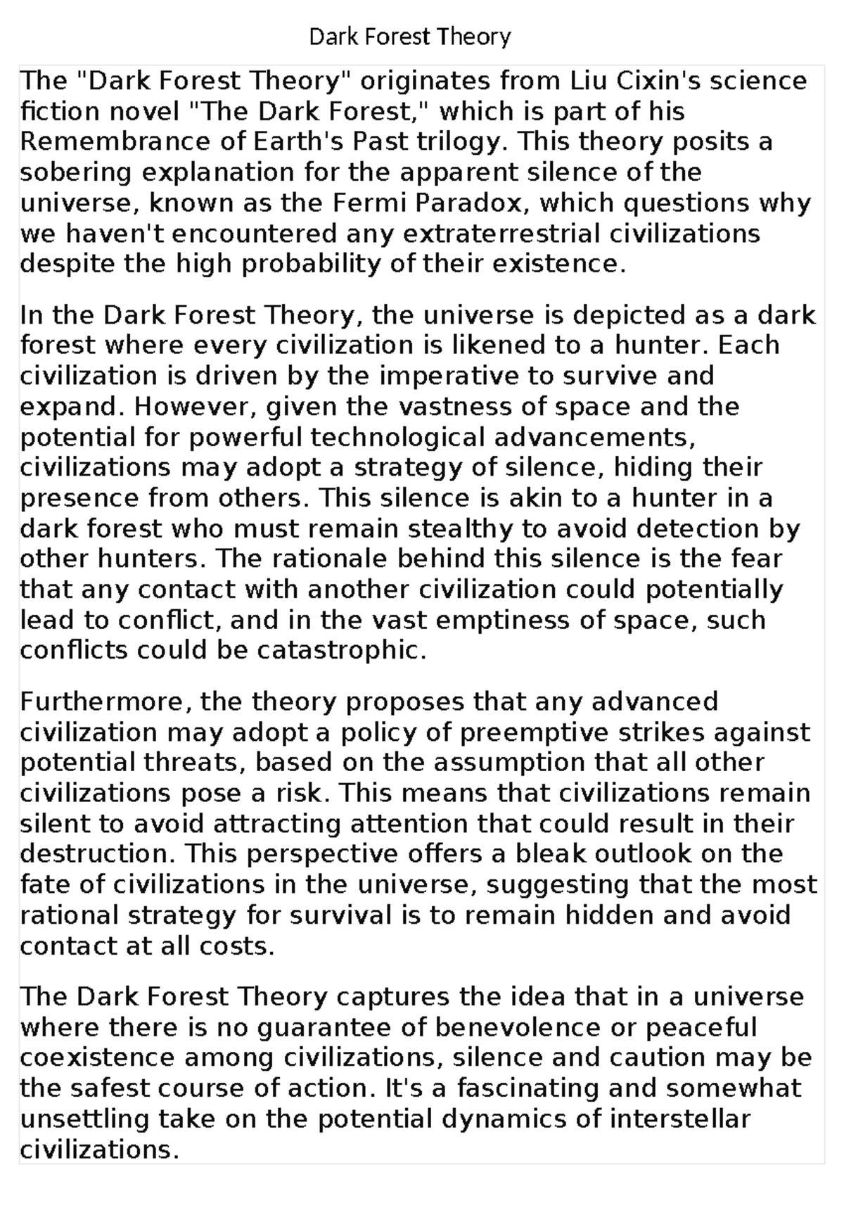 Science Theory`s about what will happen in Afterlife - Dark Forest ...