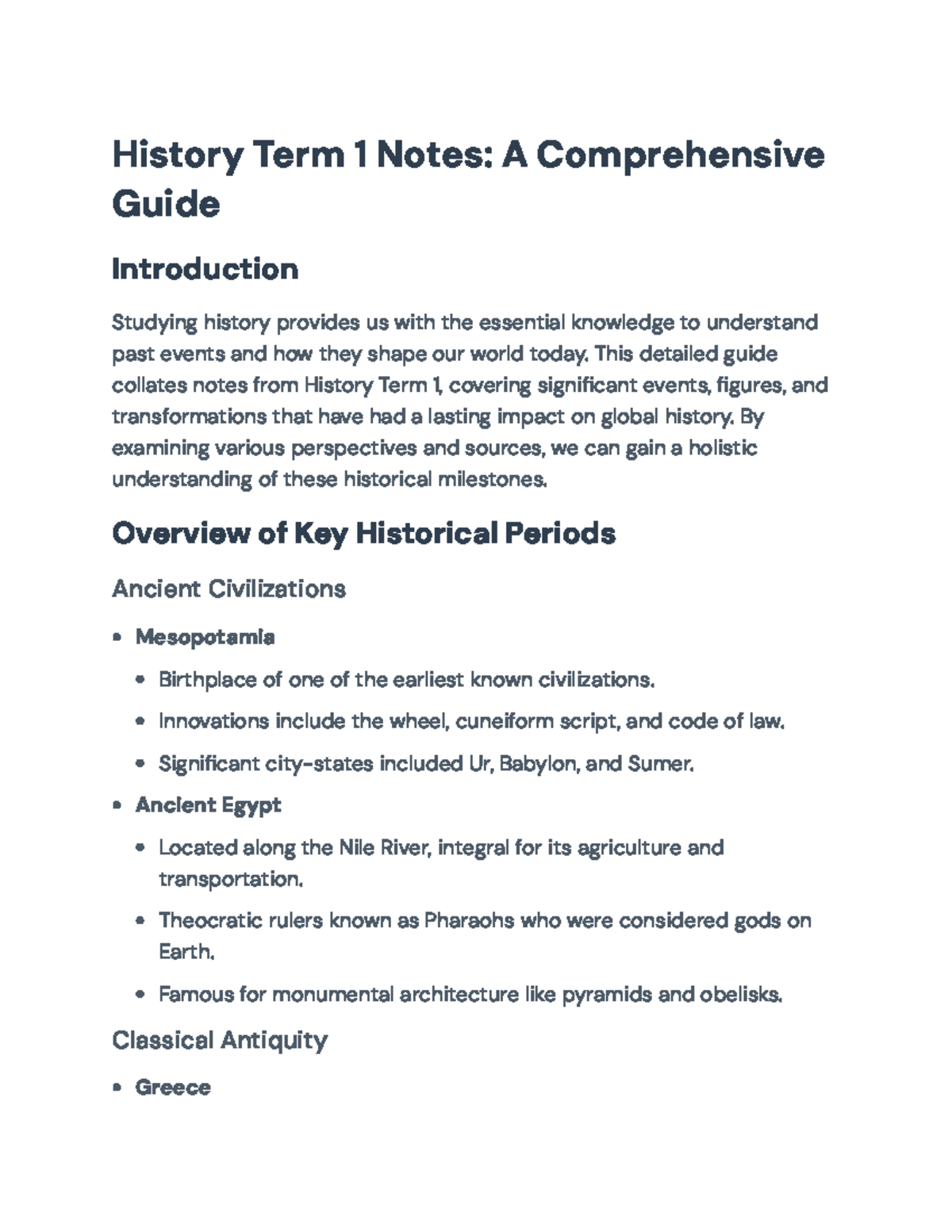 History Term 1 Notes: Key Events, Figures, and Transformations ...