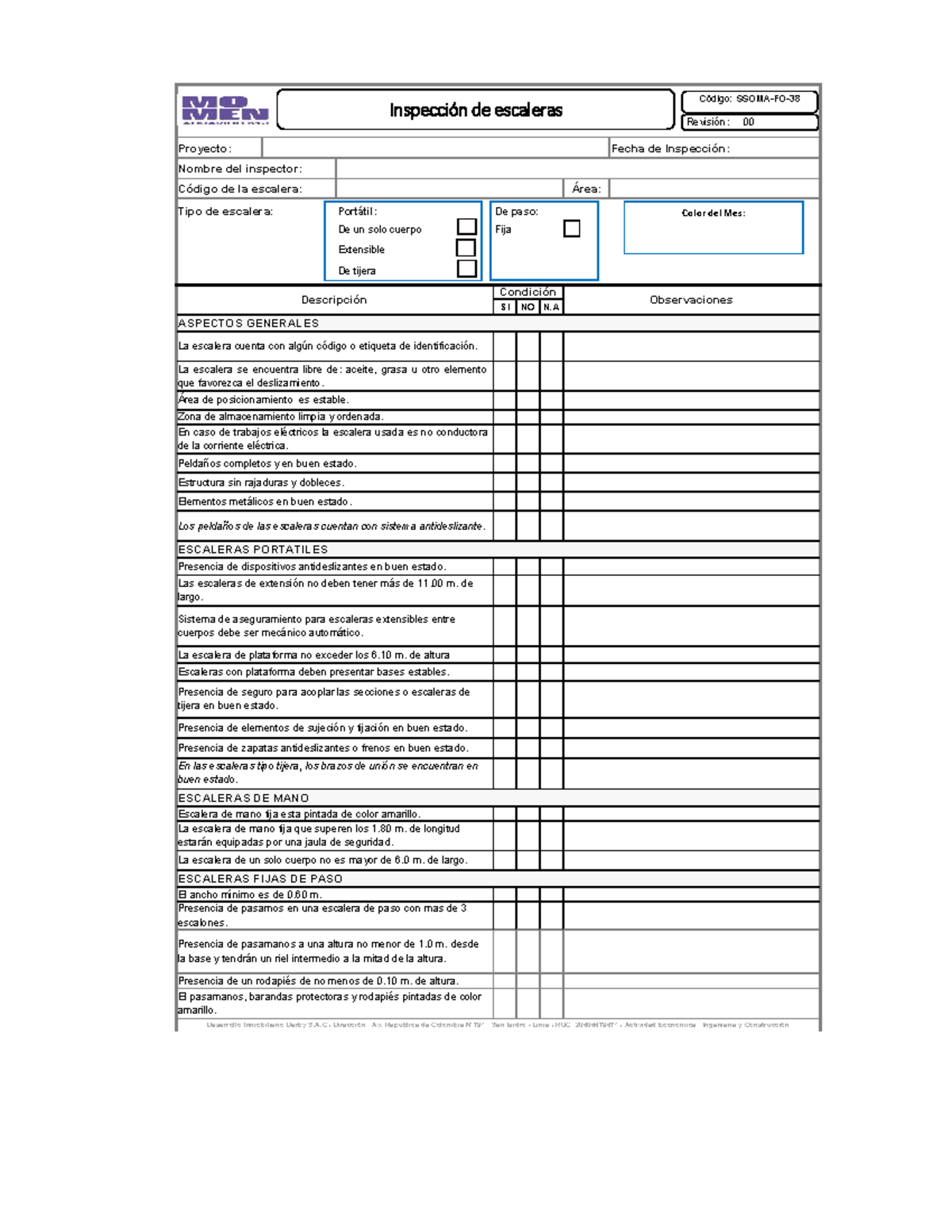 Inspección de Escaleras - Documento de Pre Uso - Studocu