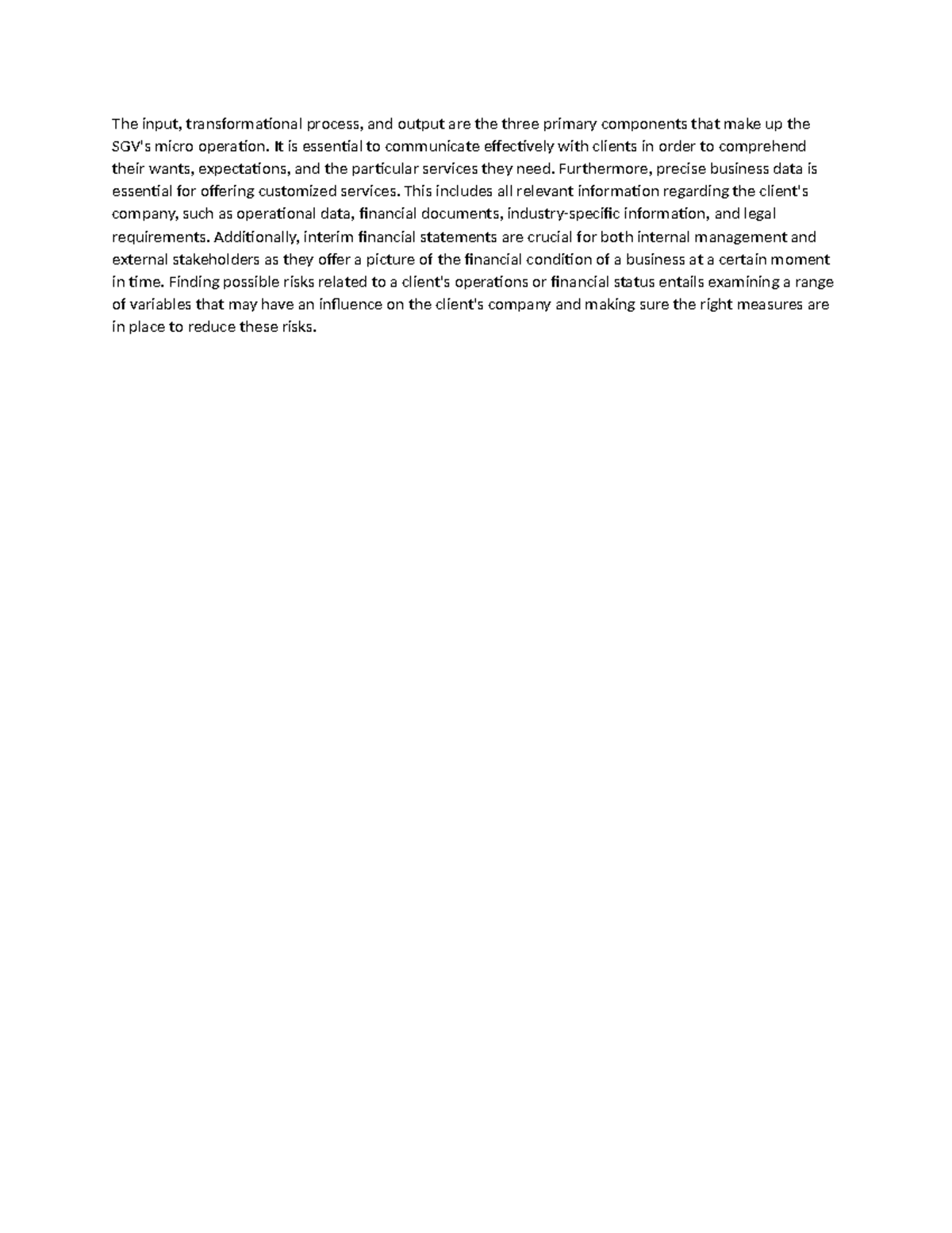 Input - notes - The input, transformational process, and output are the ...