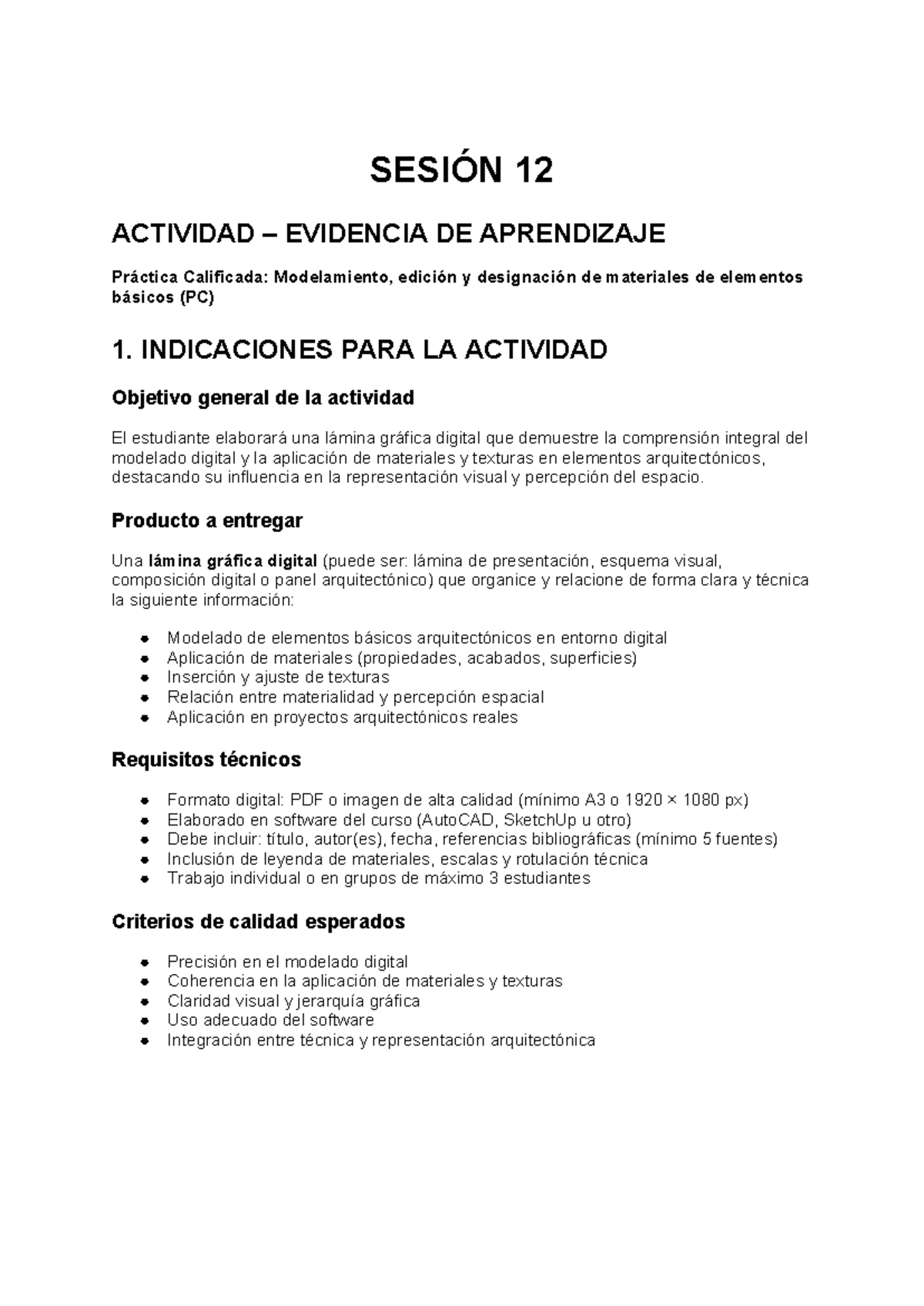 SESIÓN 12: Actividad de Aprendizaje - Modelamiento Digital (PC) - Studocu