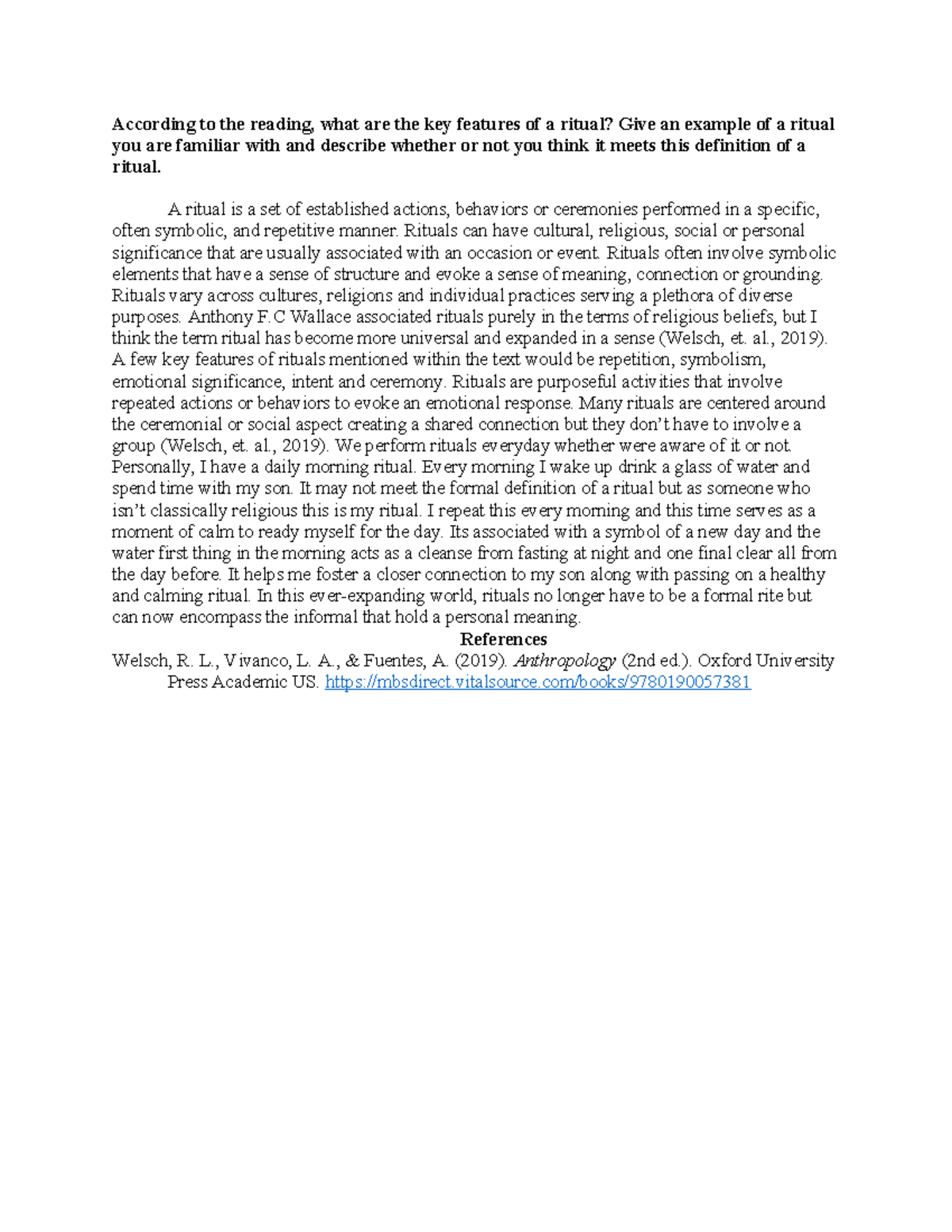 ATH Discussion 6: Key Features and Personal Reflections on Rituals ...