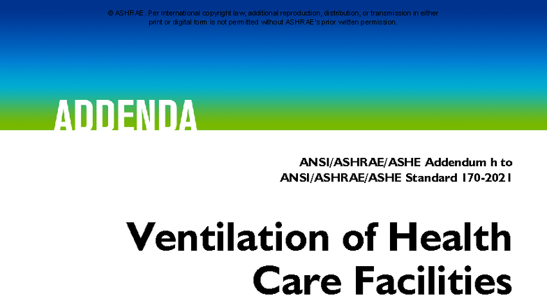 ANSI/ASHRAE Standard 170-2021 Addendum H: Ventilation for Health Care ...
