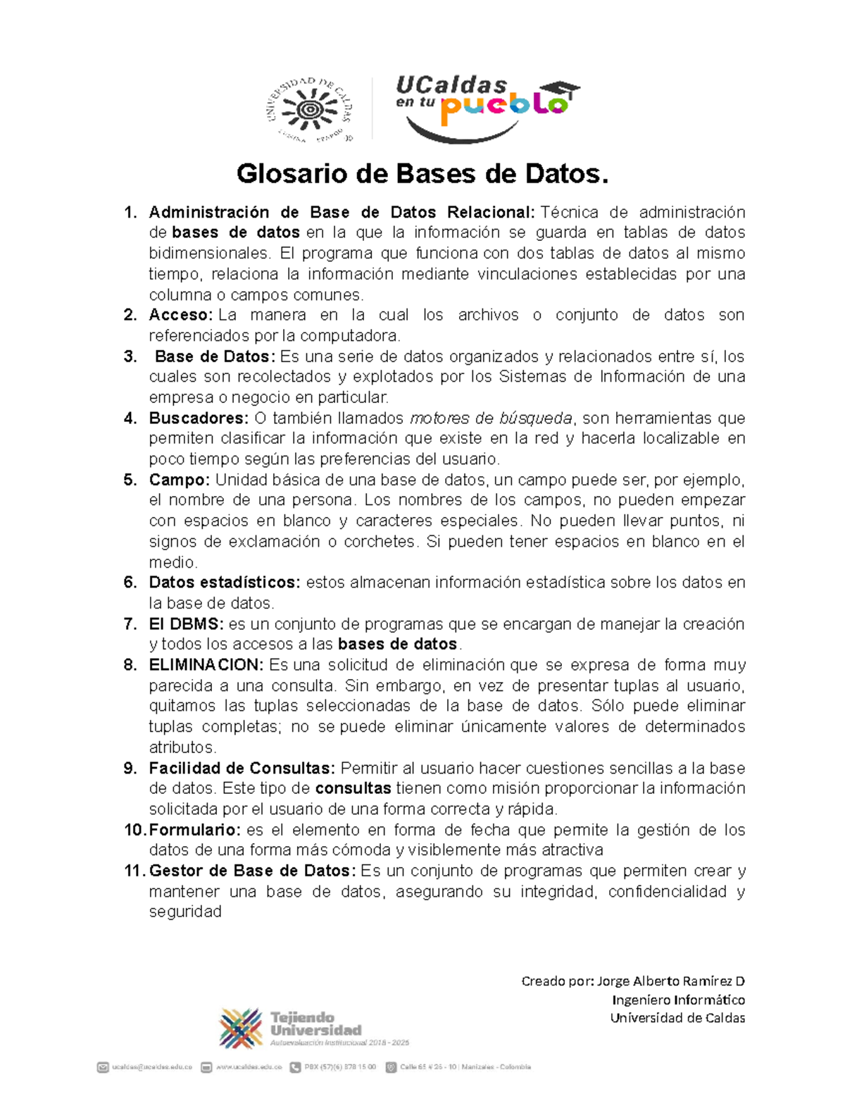 Glosario de Términos Clave en Bases de Datos - Glosario DB101 - Studocu