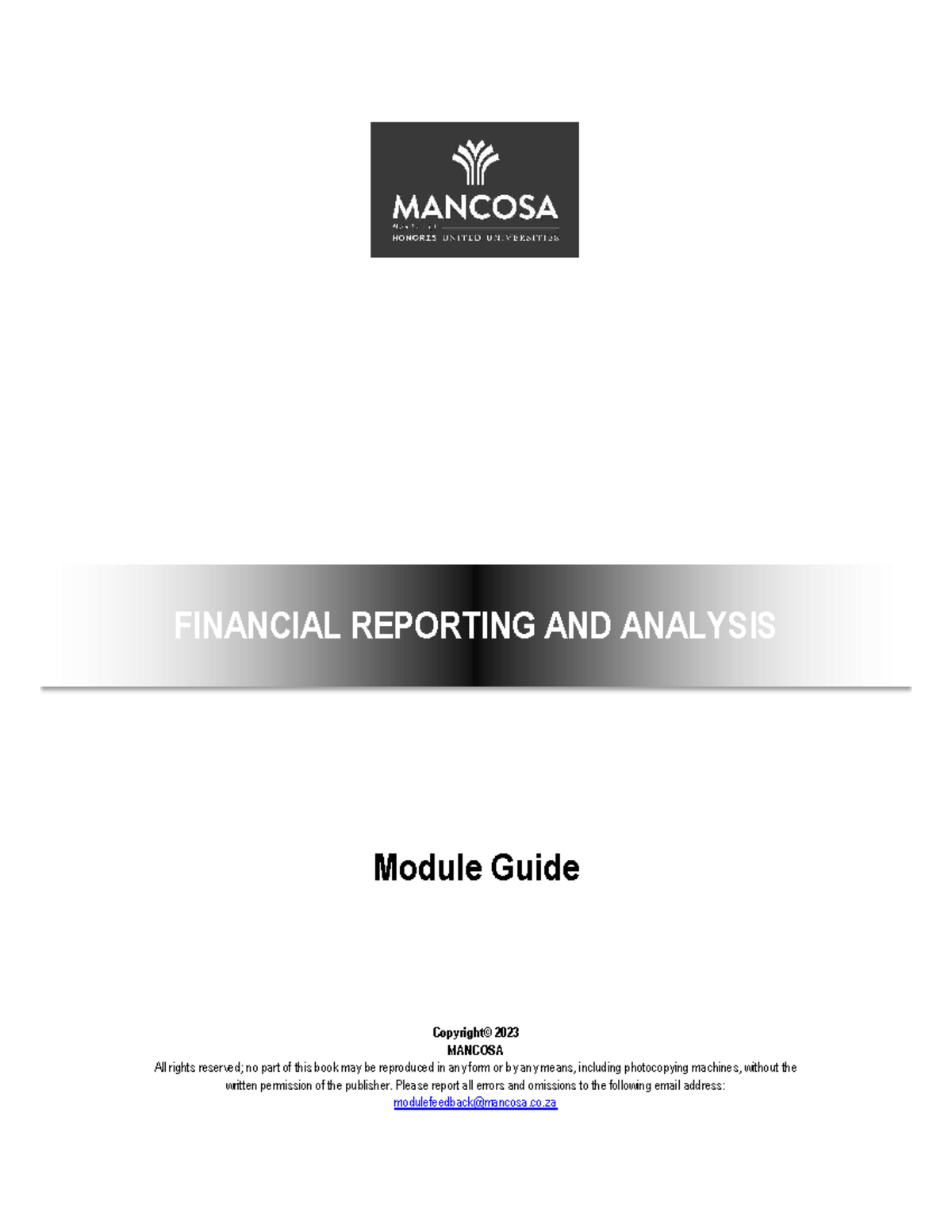 Financial Reporting and Analysis Module Guide (NQF Level 5) - Studocu