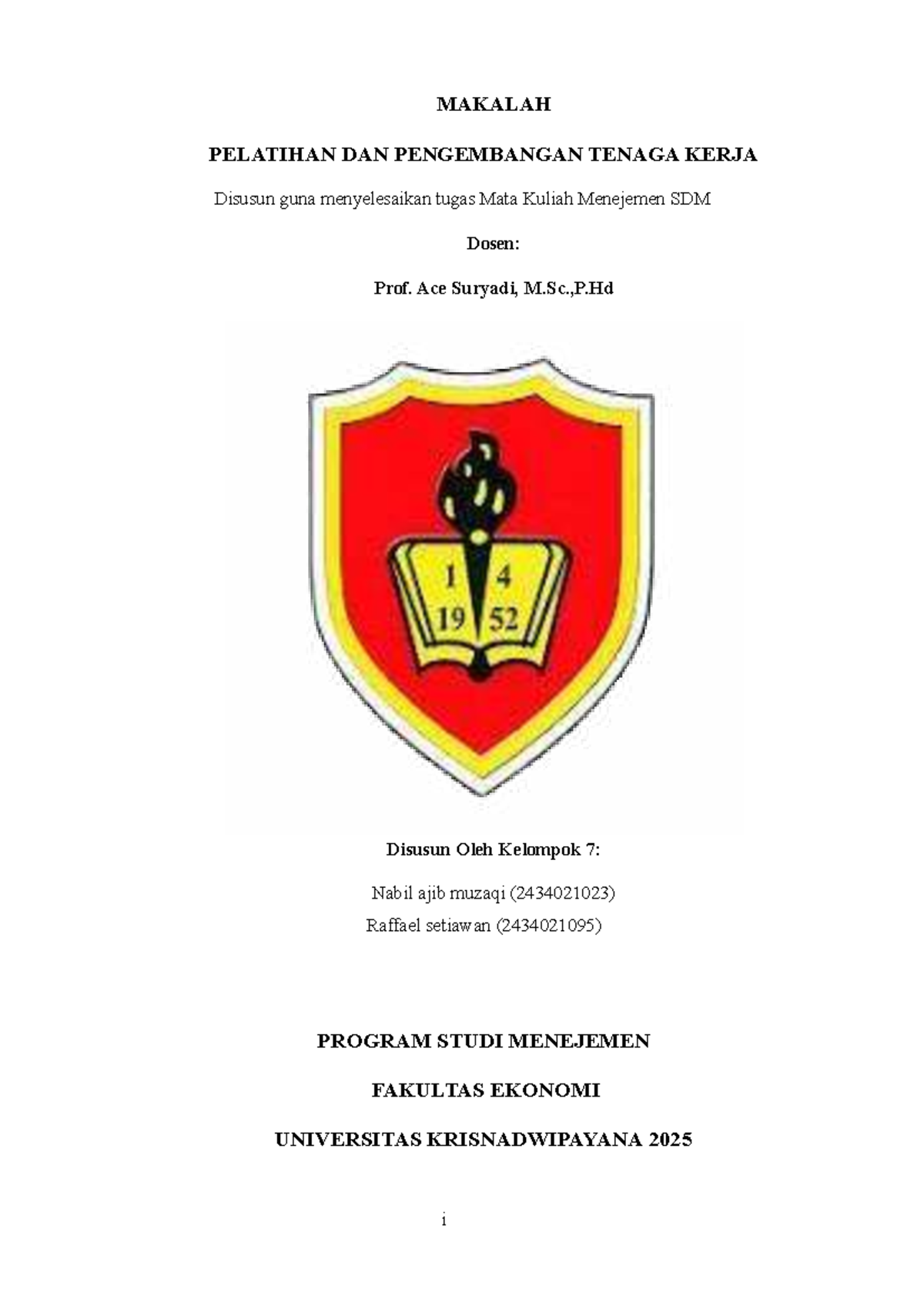 Makalah Manajemen SDM KEL 7: Pelatihan & Pengembangan Tenaga Kerja ...