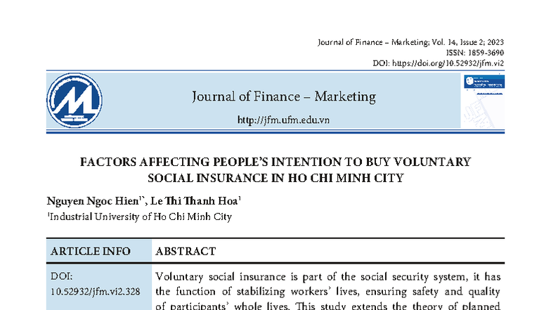 JFM 2023: Factors Influencing Intention to Buy Voluntary Social ...