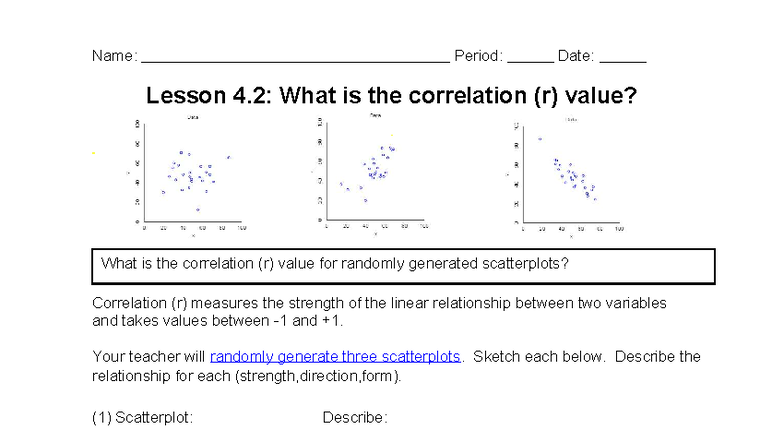 MATH 101: Lesson 4.2 - Understanding Correlation (r) Values - Studocu