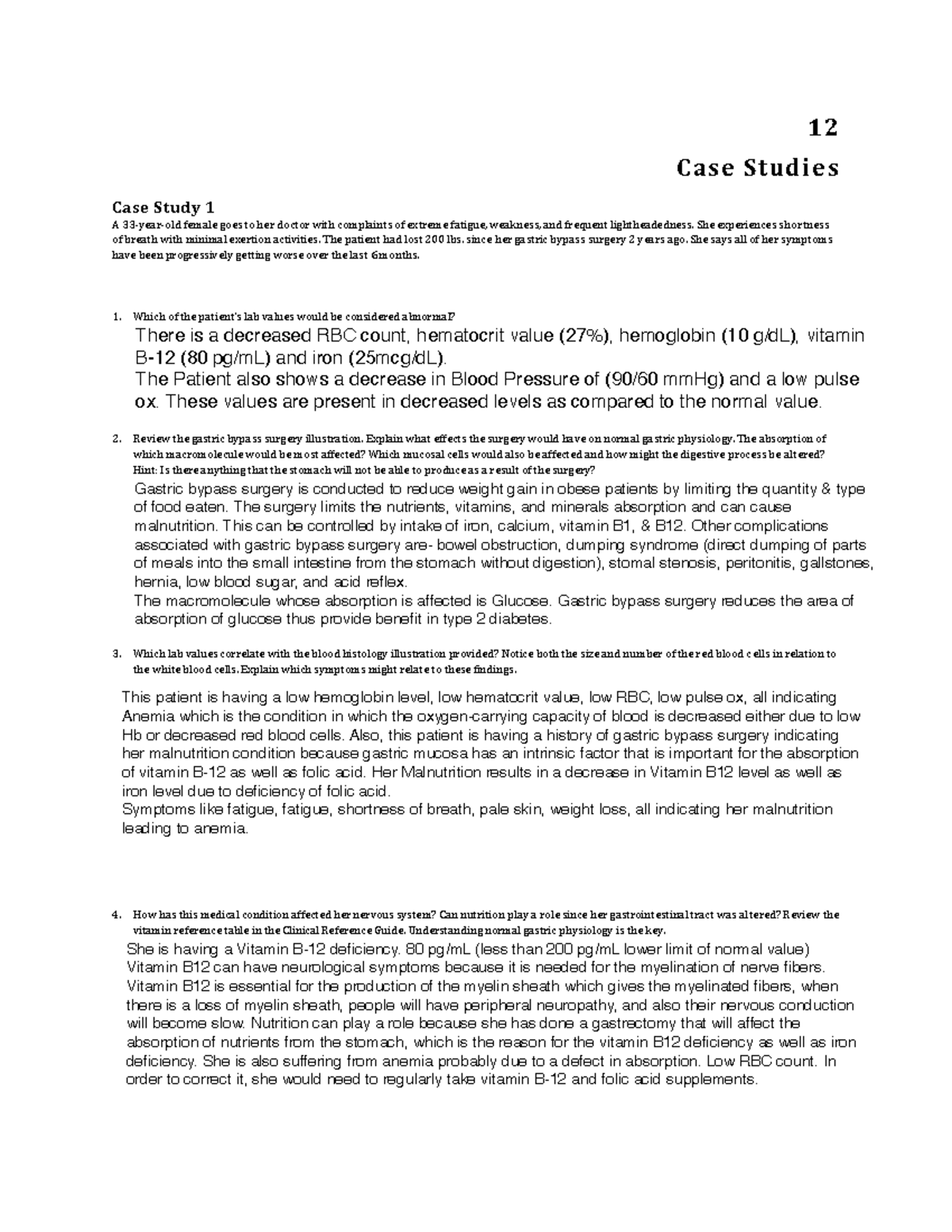 Lab 12 Case Studies filable pdf - 12 Case Studies Case Study 1 A 33 ...