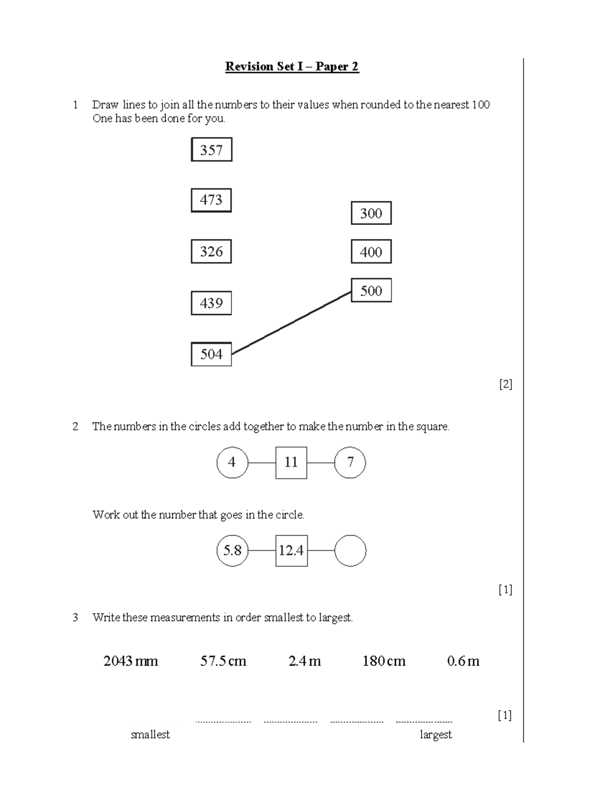 Grade 6 - Revision Set I - Paper 2: Rounding, Symmetry & Sequences ...