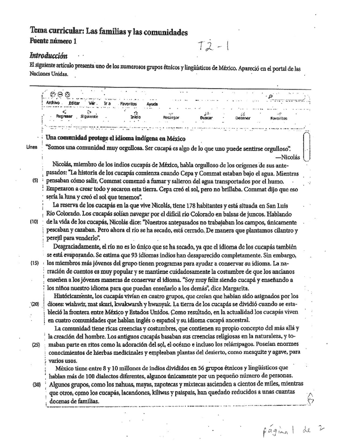 T2-1 - Práctica para el Test AP: Las Familias y Comunidades en México ...