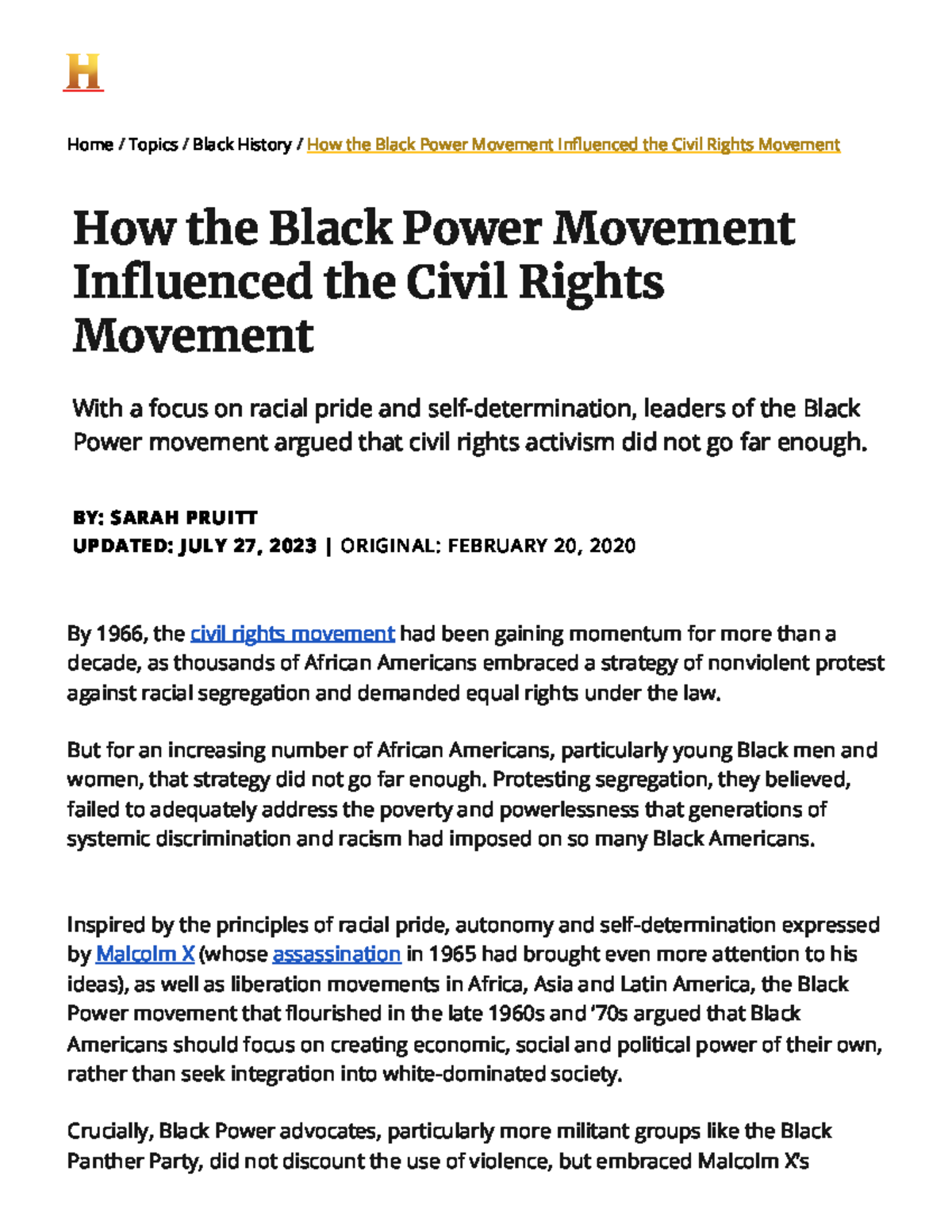 The Impact of the Black Power Movement on the Civil Rights Movement ...
