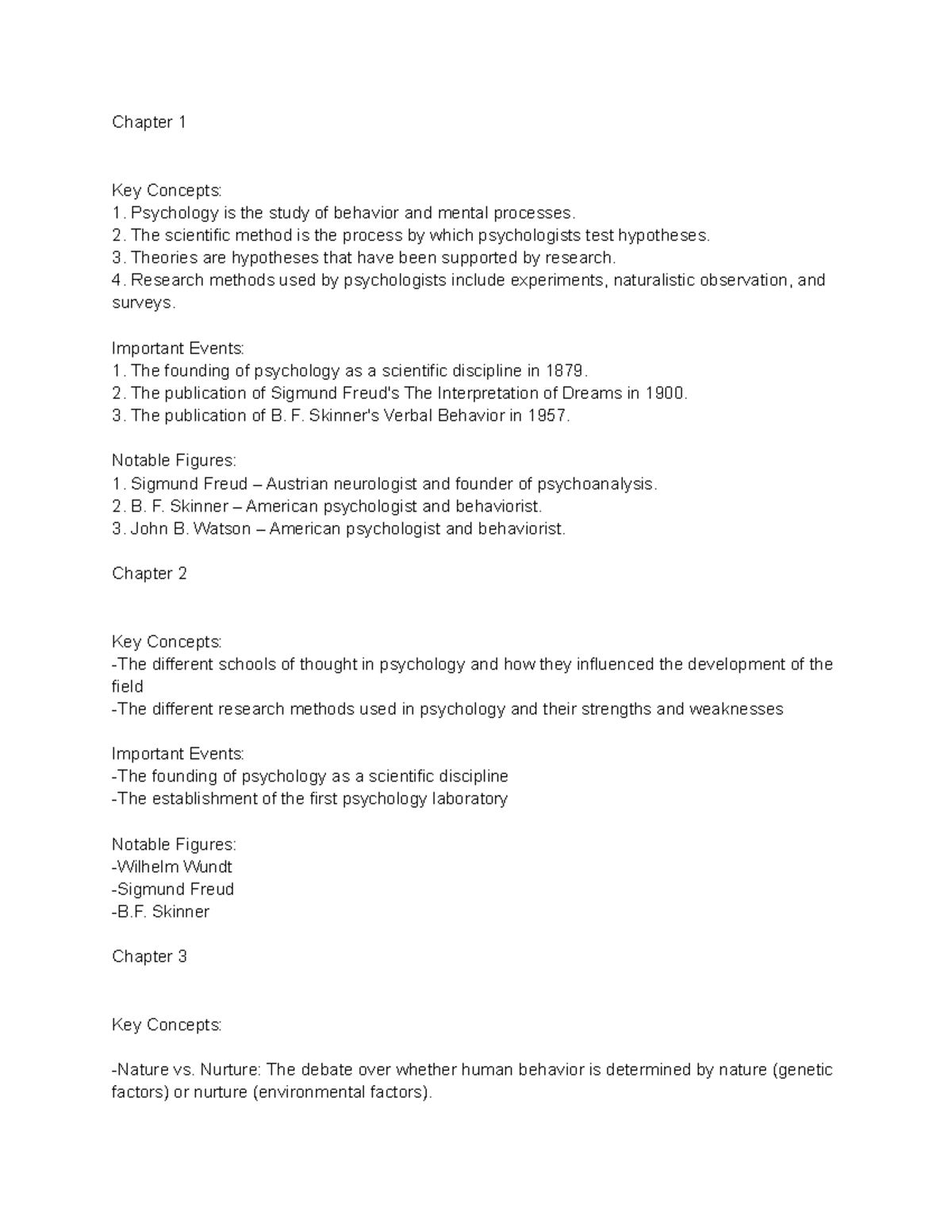 Psych 101 Study Guide: Key Concepts & Events from Chapters 1-5 - Studocu