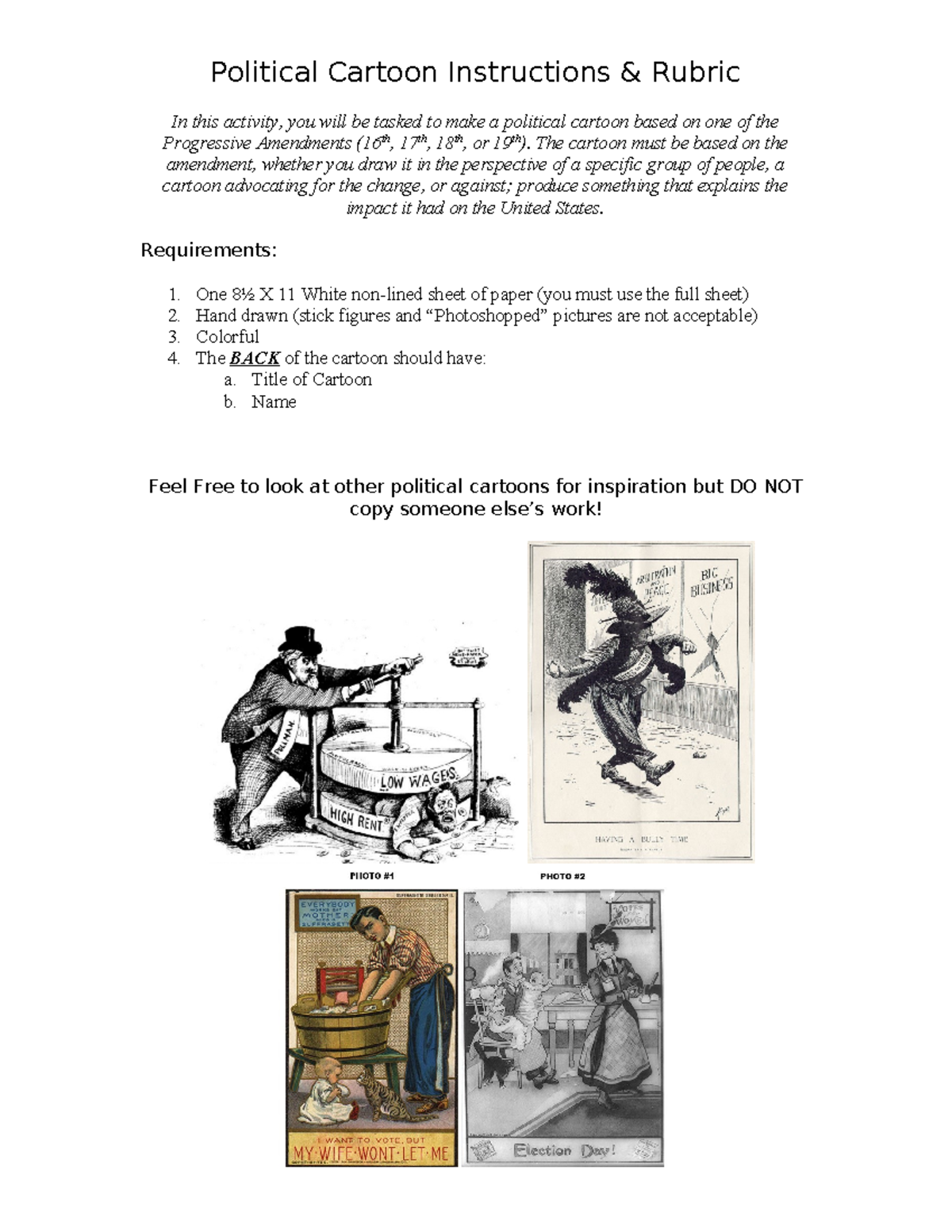 Political Cartoon Project Rubric: Progressive Amendments - Studocu