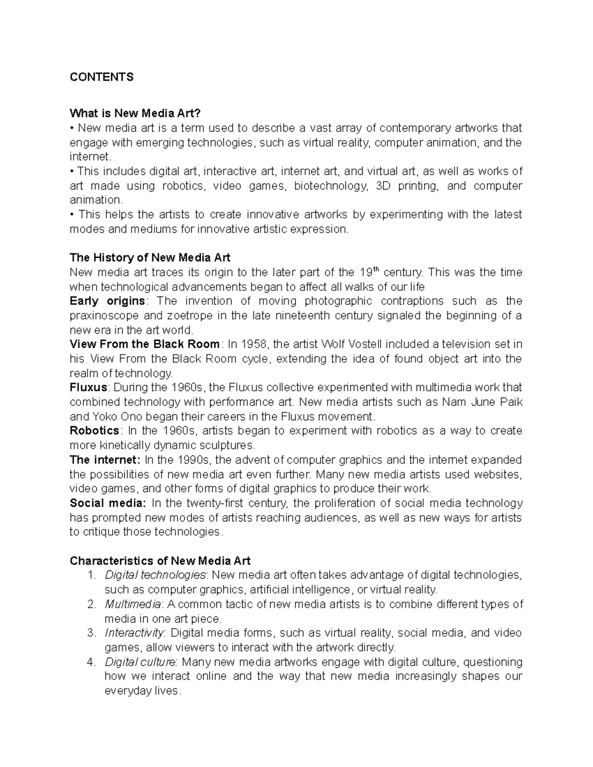 CPAR - New Media Art - CONTENTS What is New Media Art? New media art is ...