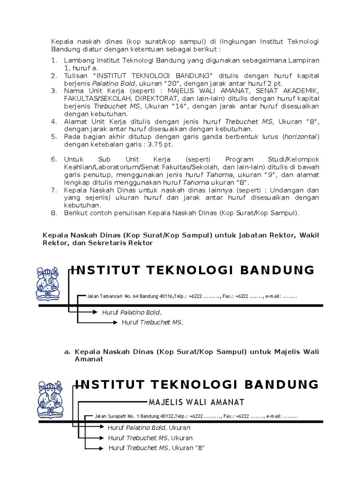 Format Kepala Naskah Dinas (Kop Sampul) ITB - Studocu