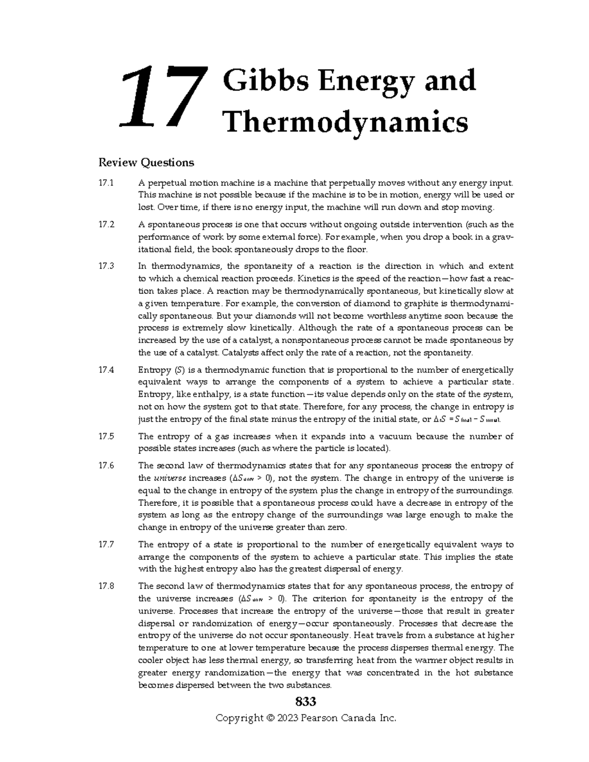 Solutions Manual CH17: Gibbs Energy & Thermodynamics Review Questions ...