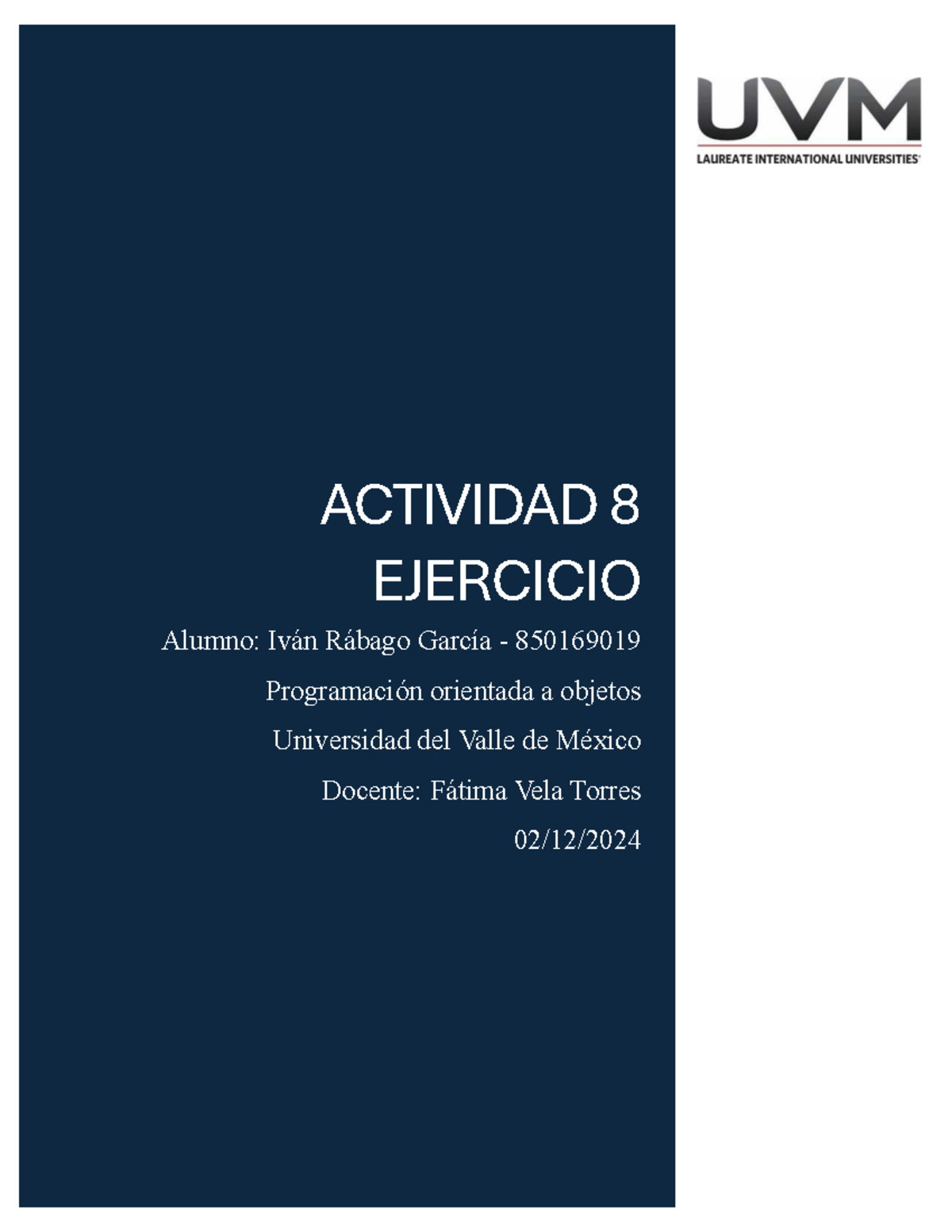 ACTIVIDAD 8: Diagrama de Clases UML en Programación Orientada a Objetos - Studocu