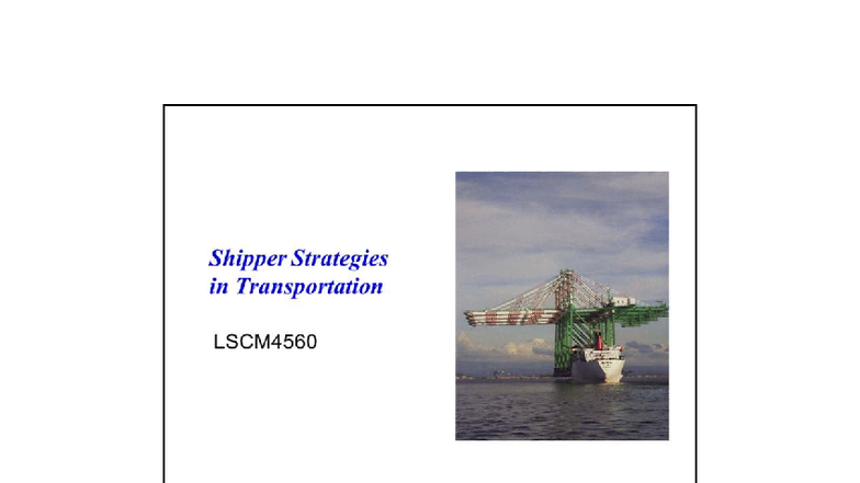 Shipper Strategies in Transportation & Supply Chain Management (SCM 101 ...