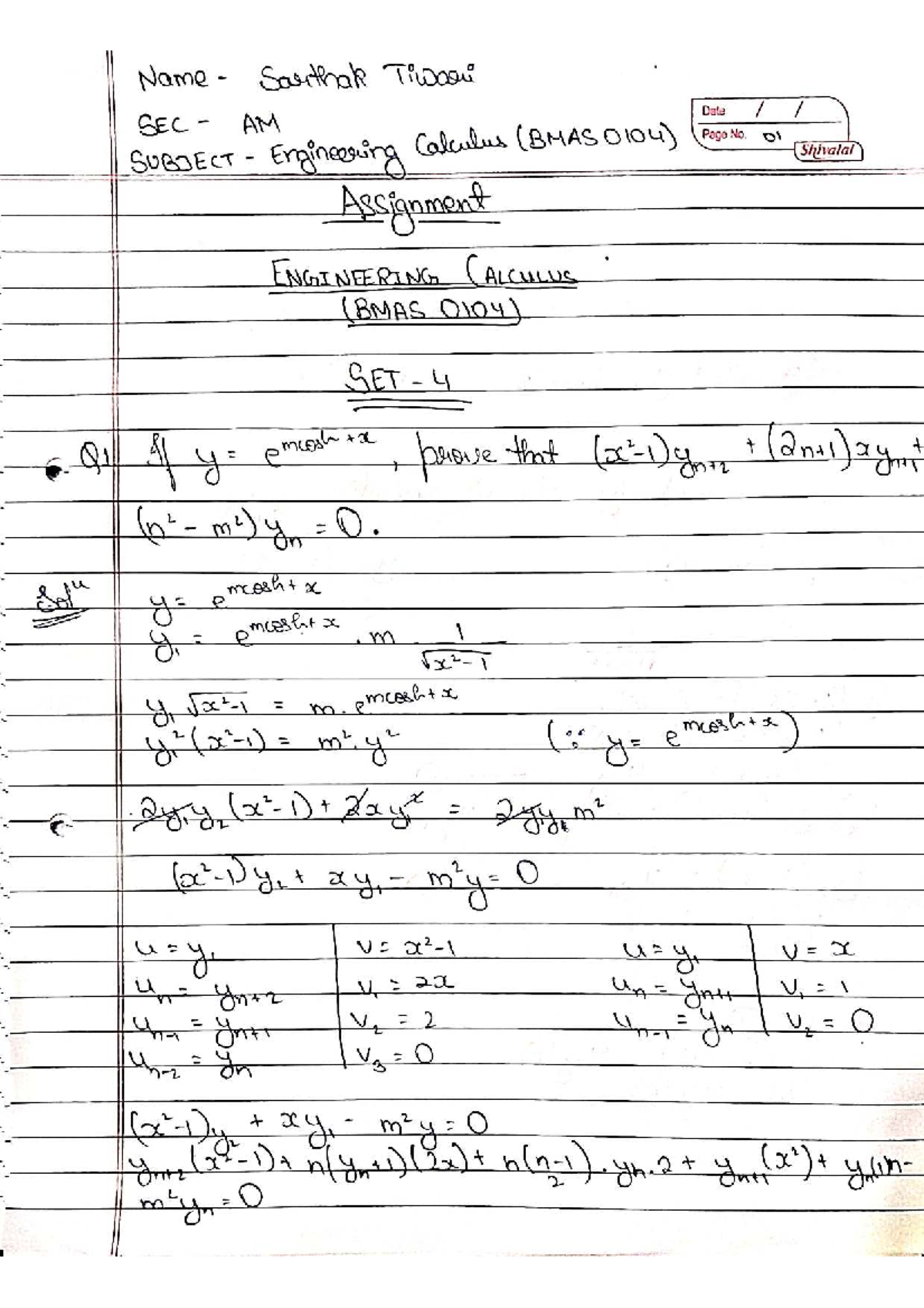 Engineering Calculus (BMAS 0104) - Study Notes and Assignments - Studocu