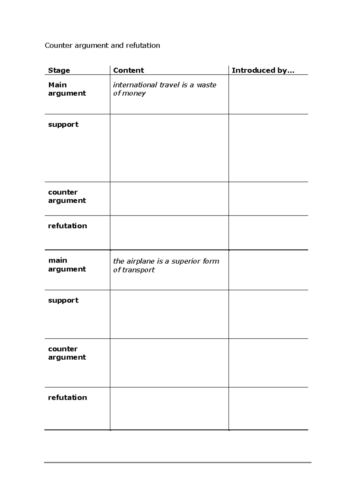 Counter Argument-Refutation-Grid - Đọc - Viết 3 - Counter argument and ...