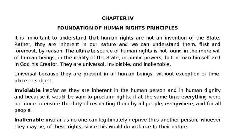 CHAPTER IV: FOUNDATIONS OF HUMAN RIGHTS PRINCIPLES - Studocu