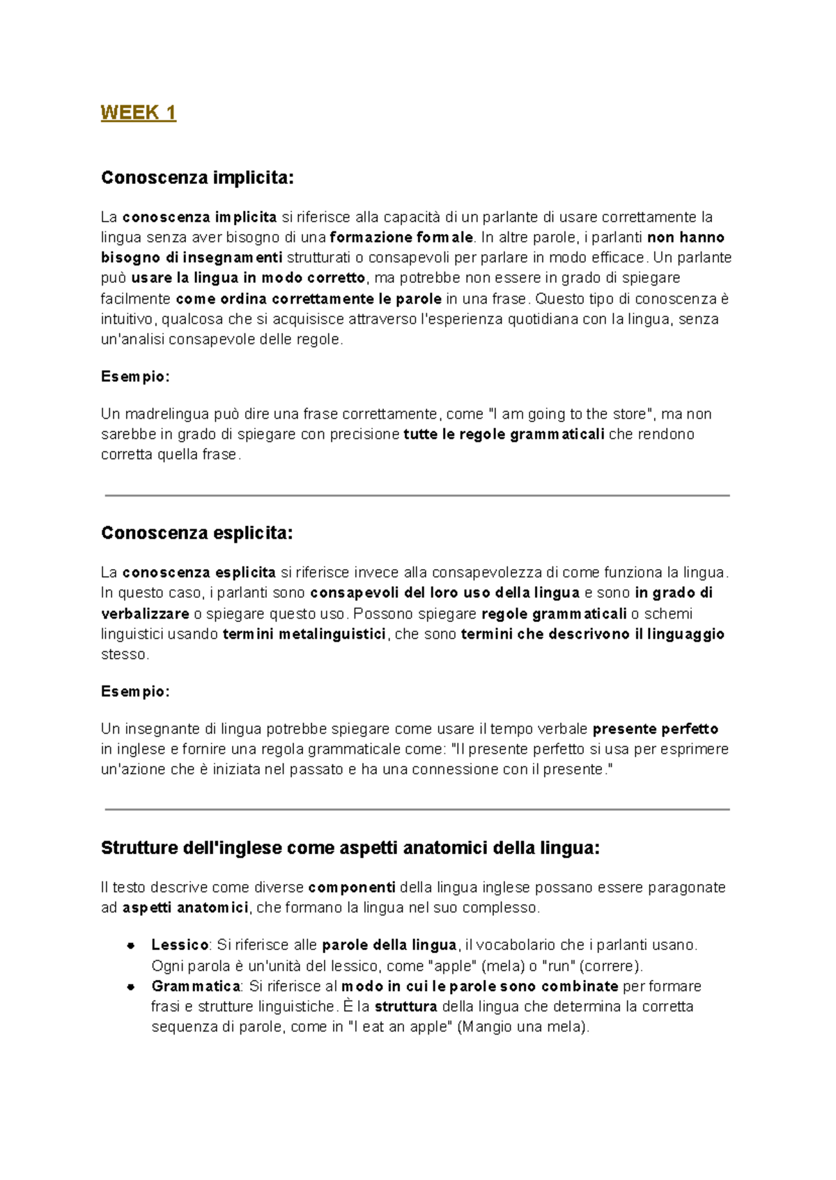 Teoria dell'Inglese - Implicita ed Esplicita (1° Sem. 1° Anno) - Studocu