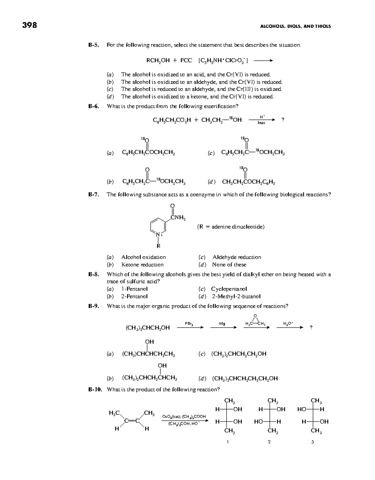 398 Organic Chemistry: Alcohols, Diols, and Thiols Solutions - Studocu