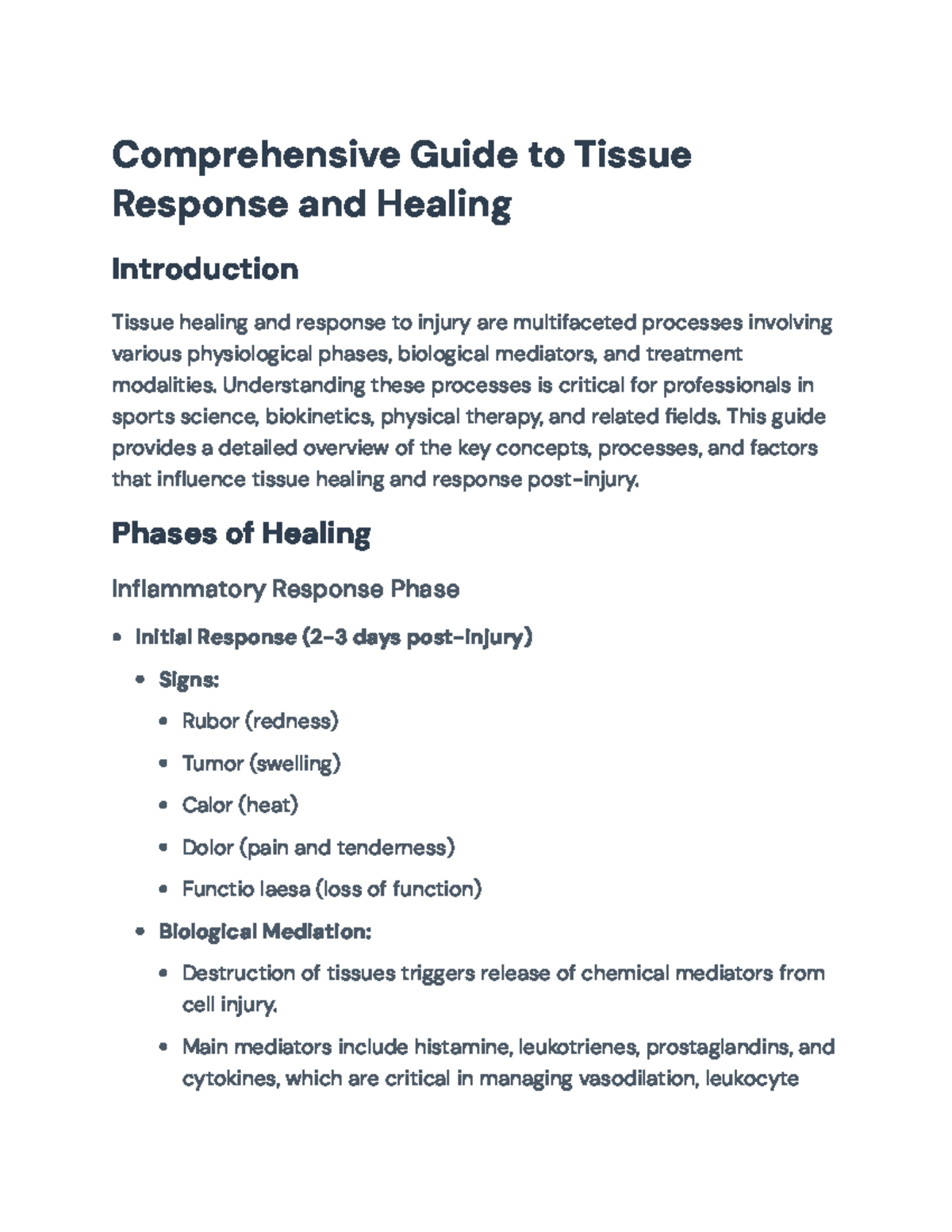 Comprehensive Guide to Tissue Response and Healing in Injury Management ...