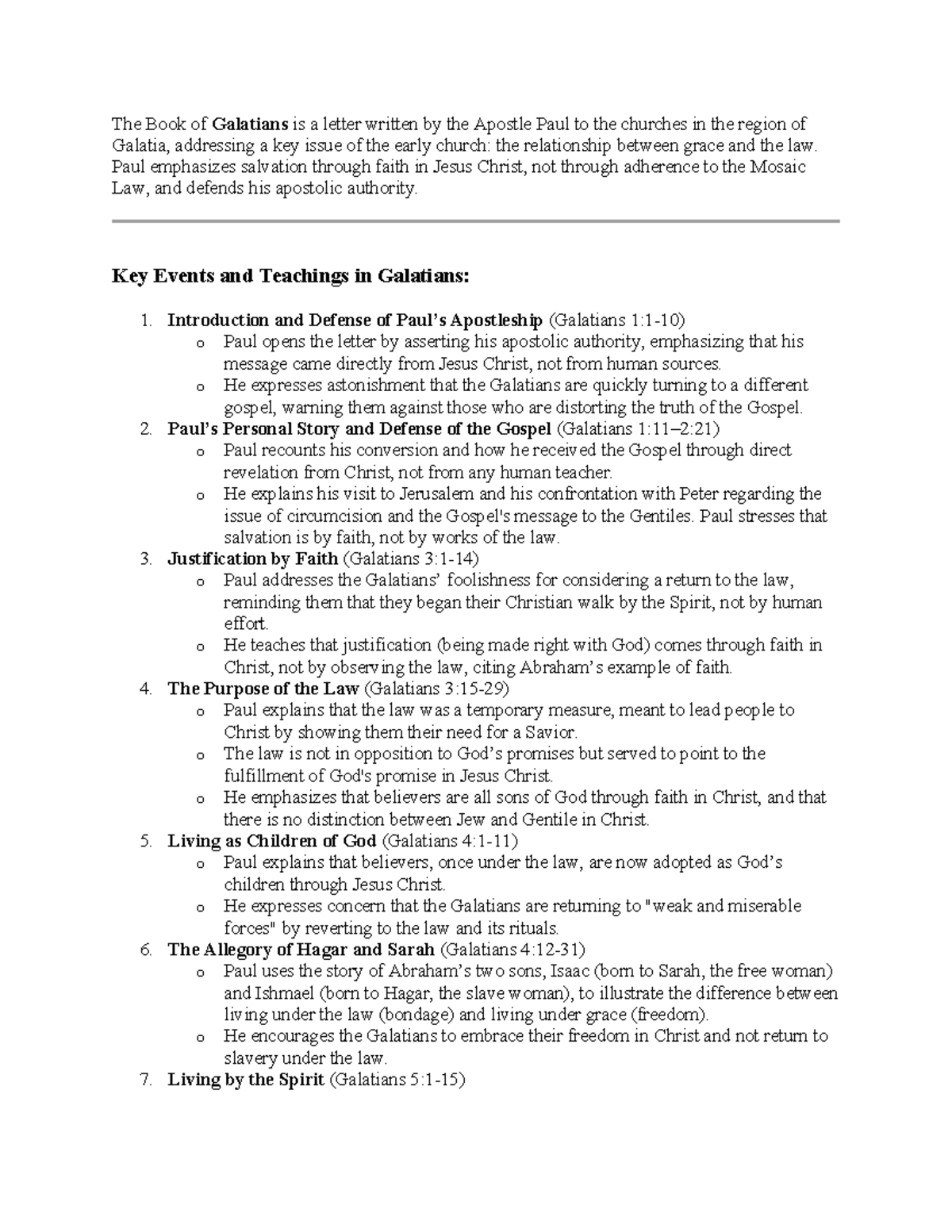 Galatians Summary - The Book of Galatians is a letter written by the ...