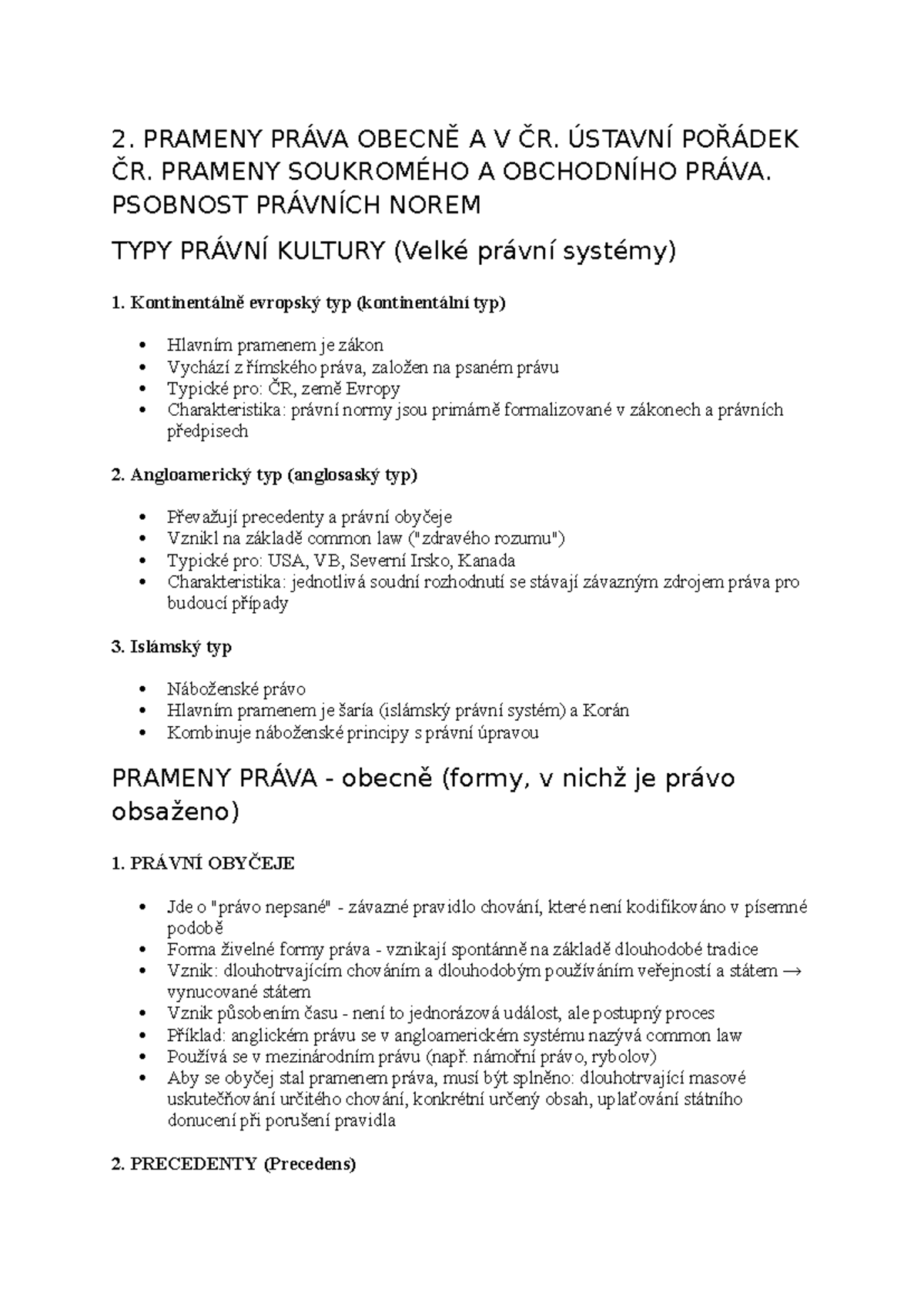 2. Prameny práva v ČR: Ústavní pořádek a právní kultury - Studocu