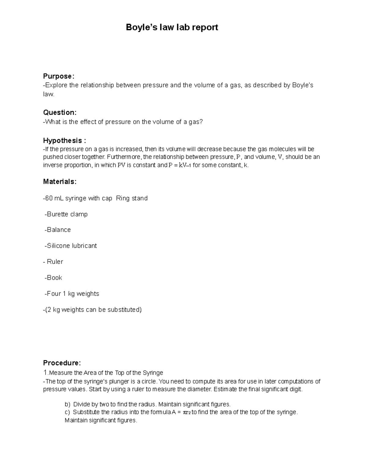 Boyles law lab report edgenuity - 2/12/ Purpose: -Explore the ...