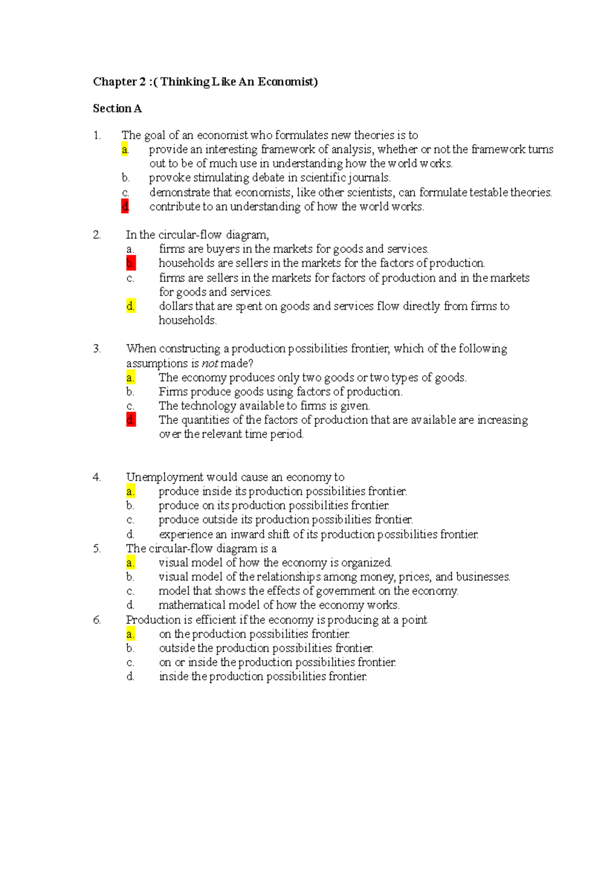 Chapter 2 - aaaassss - Chapter 2 :( Thinking Like An Economist) Section ...