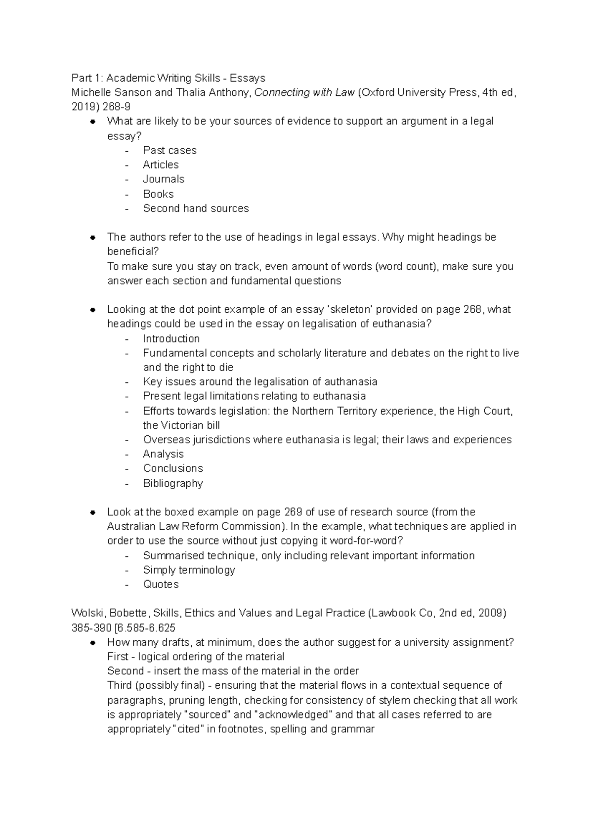 Academic Writing Skills: Legal Essay Techniques (LAW 101) - Studocu