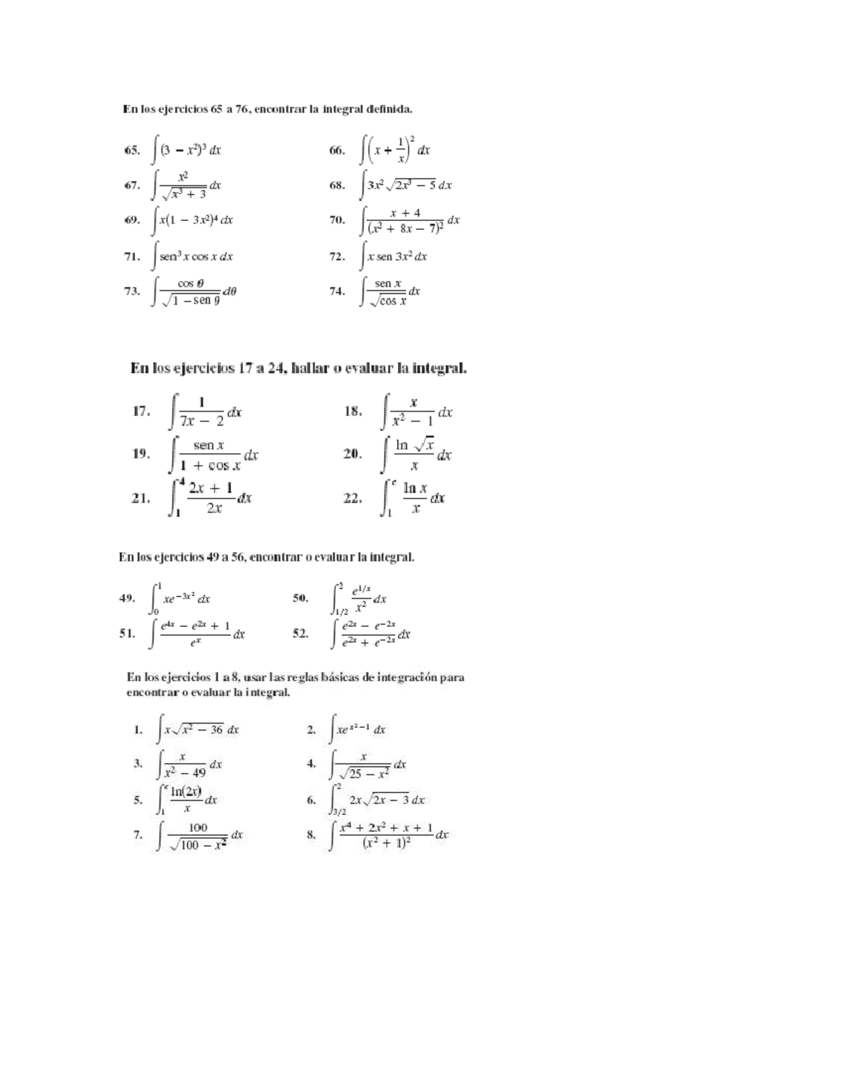 Guía Parcial 1: Ejercicios de Integrales Definidas (Cálculo) - Studocu