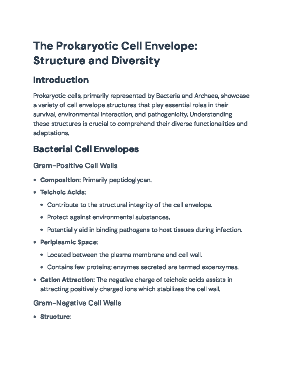 Prokaryotic Cell Envelope: Structure, Diversity & Functions (BIO 101 ...
