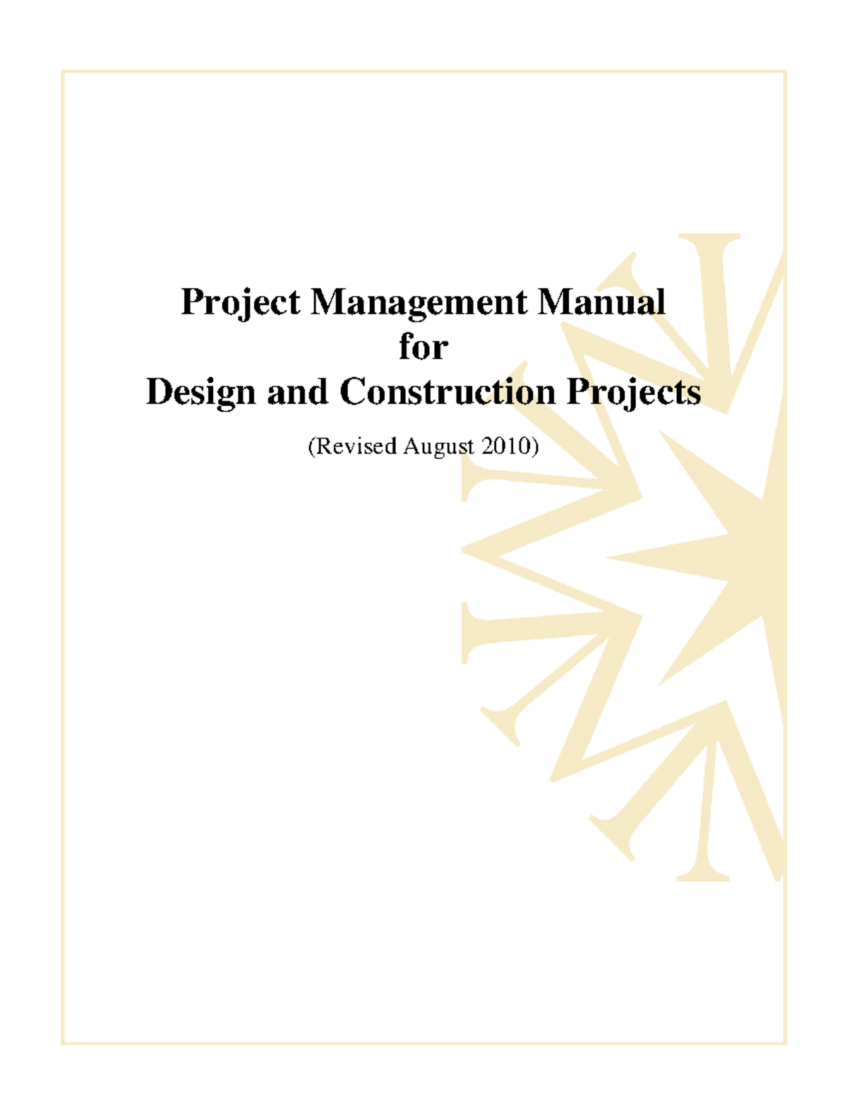 CIP Project Management Manual: Design & Construction Guide (Rev. 2010 ...