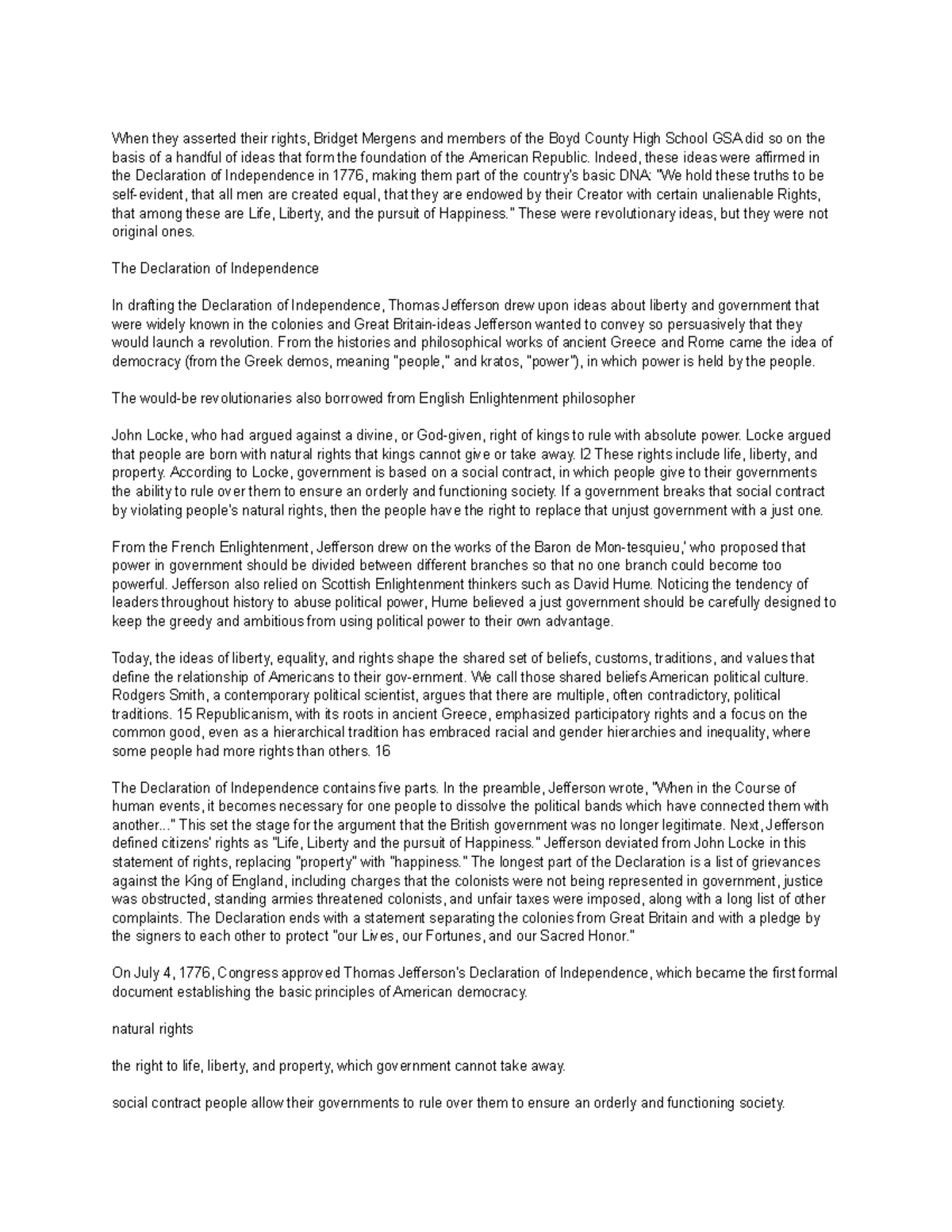 AP U.S. Gov & Pol: Analyzing the Declaration of Independence - Studocu