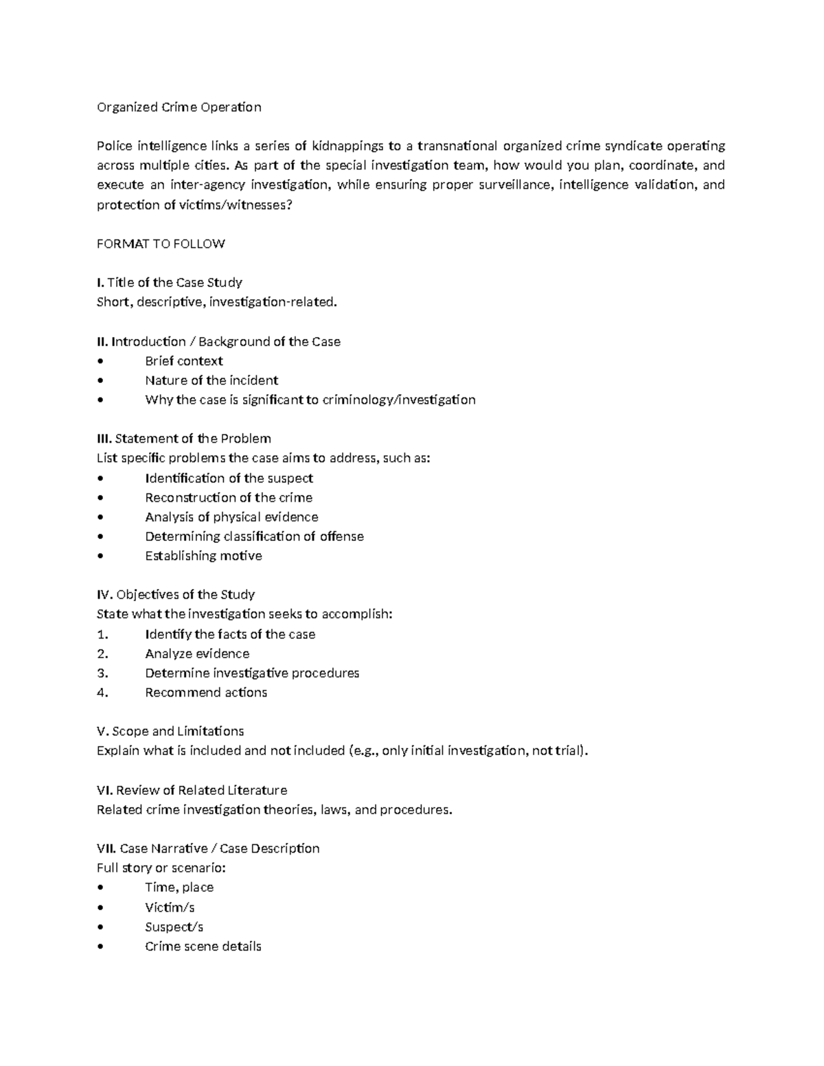 Case Study on Organized Crime Operations - SET C - Studocu