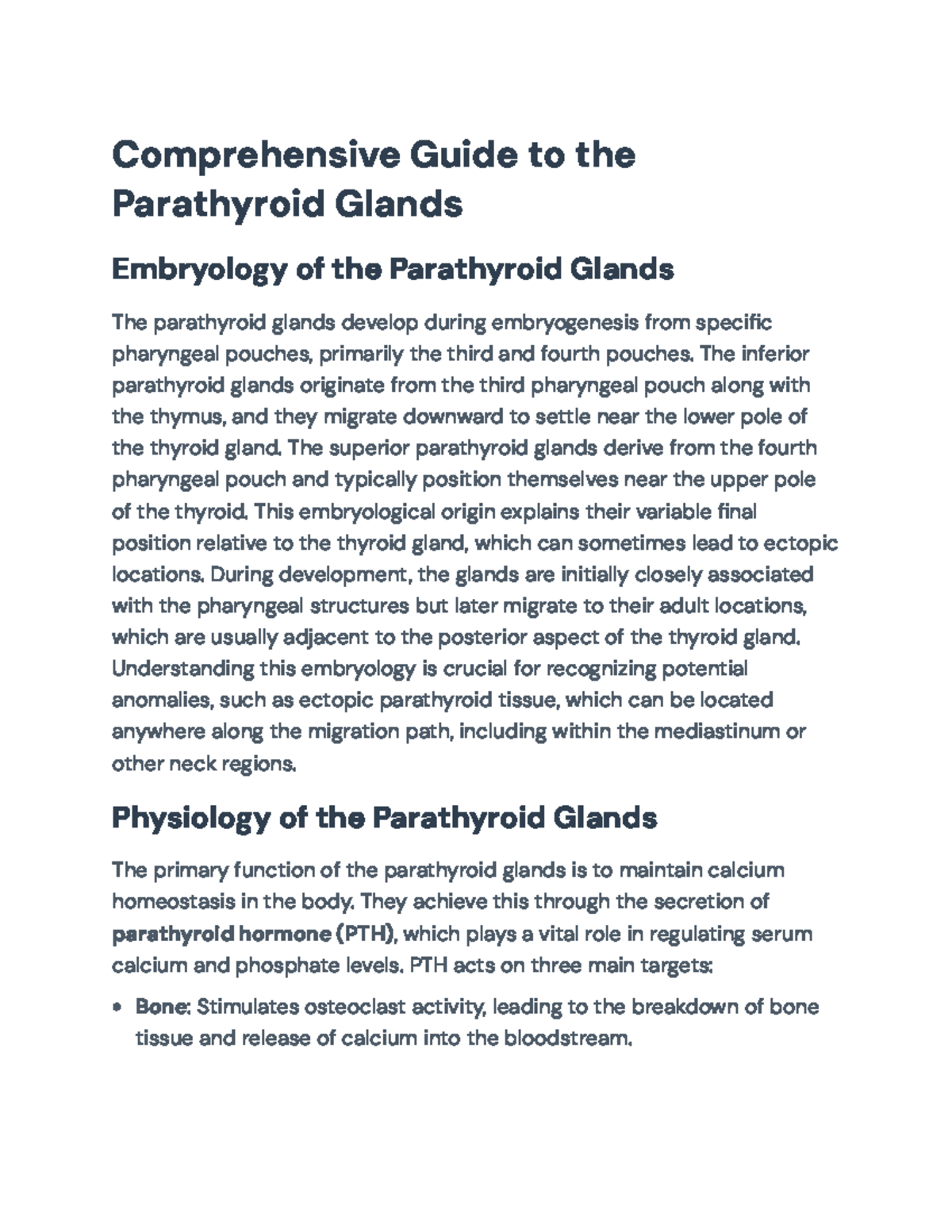 Comprehensive Overview of Parathyroid Glands: Embryology & Physiology ...