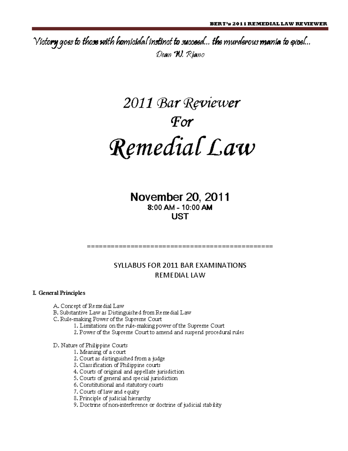 Remedial Law - Dean Riano Reviewer - - Studocu