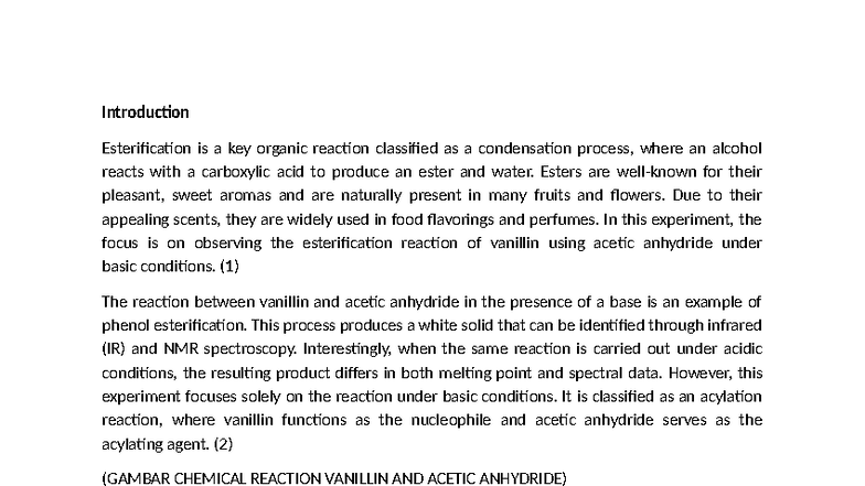 Introduction to Esterification: EXP 3 CHM557 Analysis - Studocu