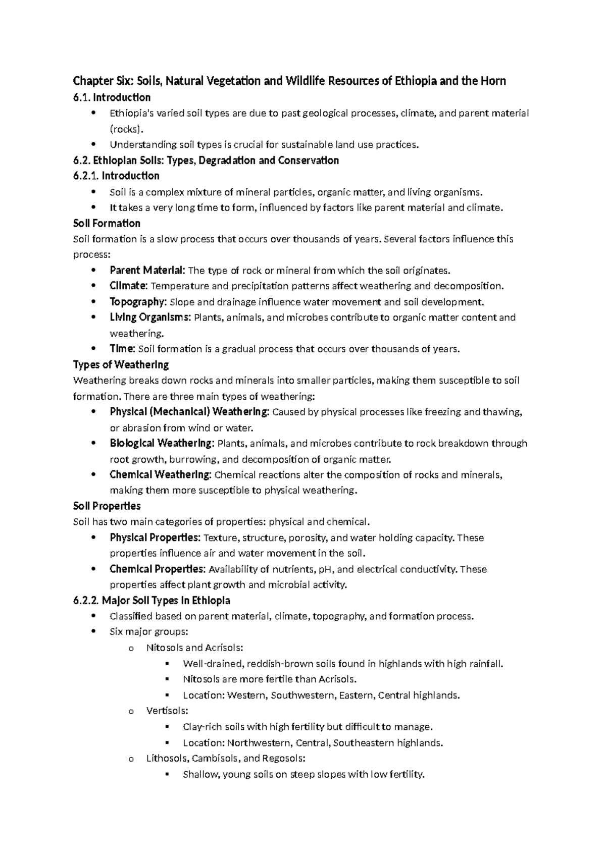 Chapter 6: Soils, Vegetation & Wildlife in Ethiopia (Study Notes) - Studocu