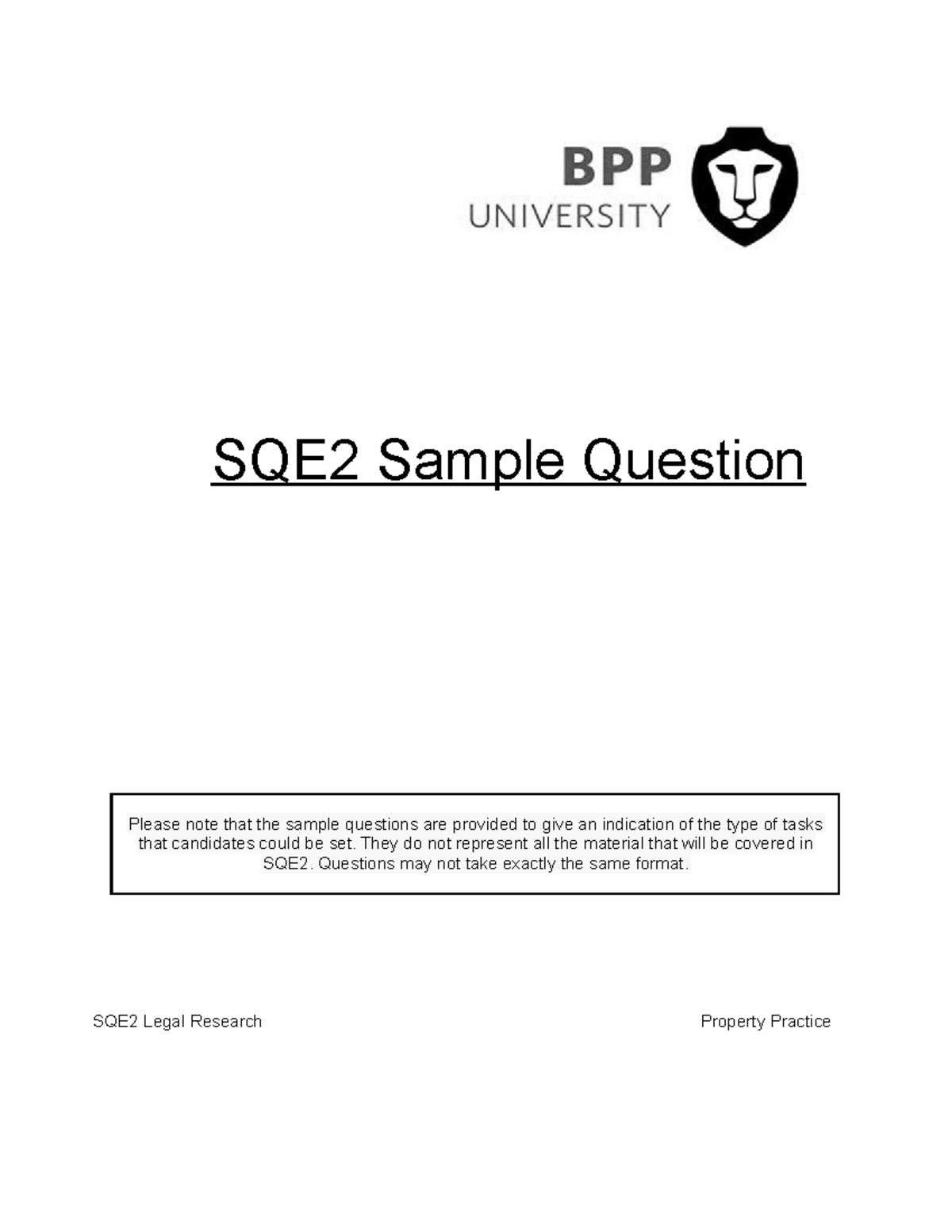 SQE2 Sample Questions and Sources for Legal Research - Property ...