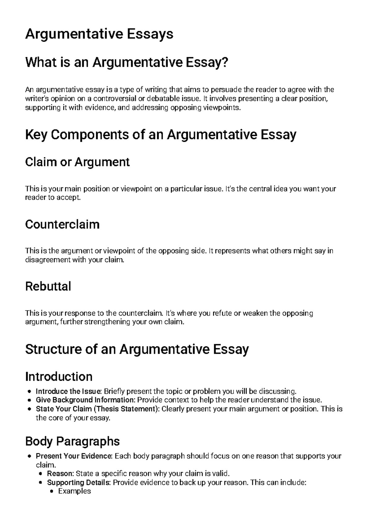 Compose an Argumentative Essay (Study Guide) - Studocu