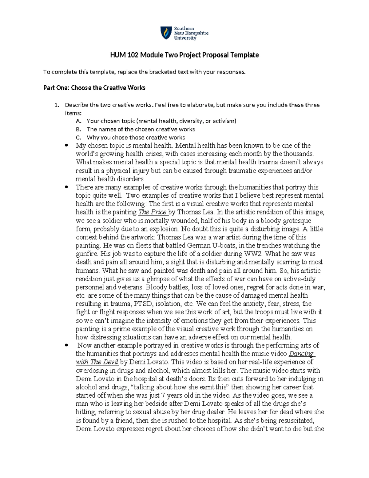 HUM 102 Module Two Mental Health Project Proposal Template - Studocu