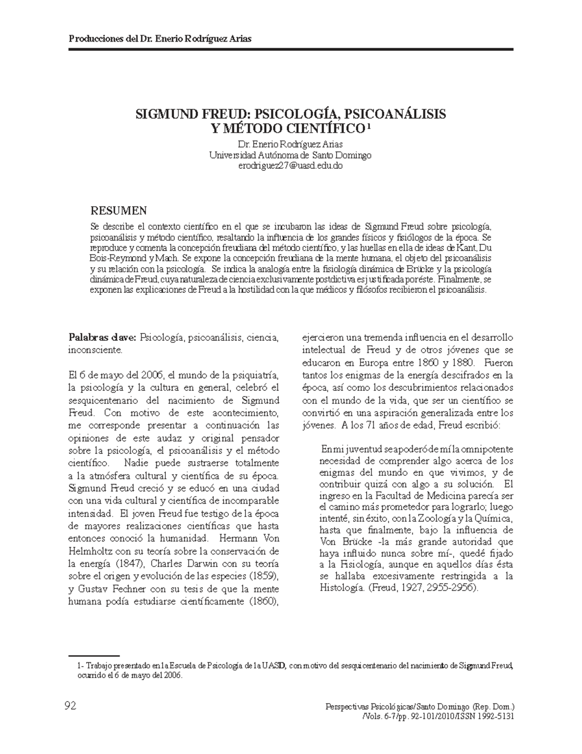 A12 - Freud: Psicología, Psicoanálisis y Método Científico - Studocu