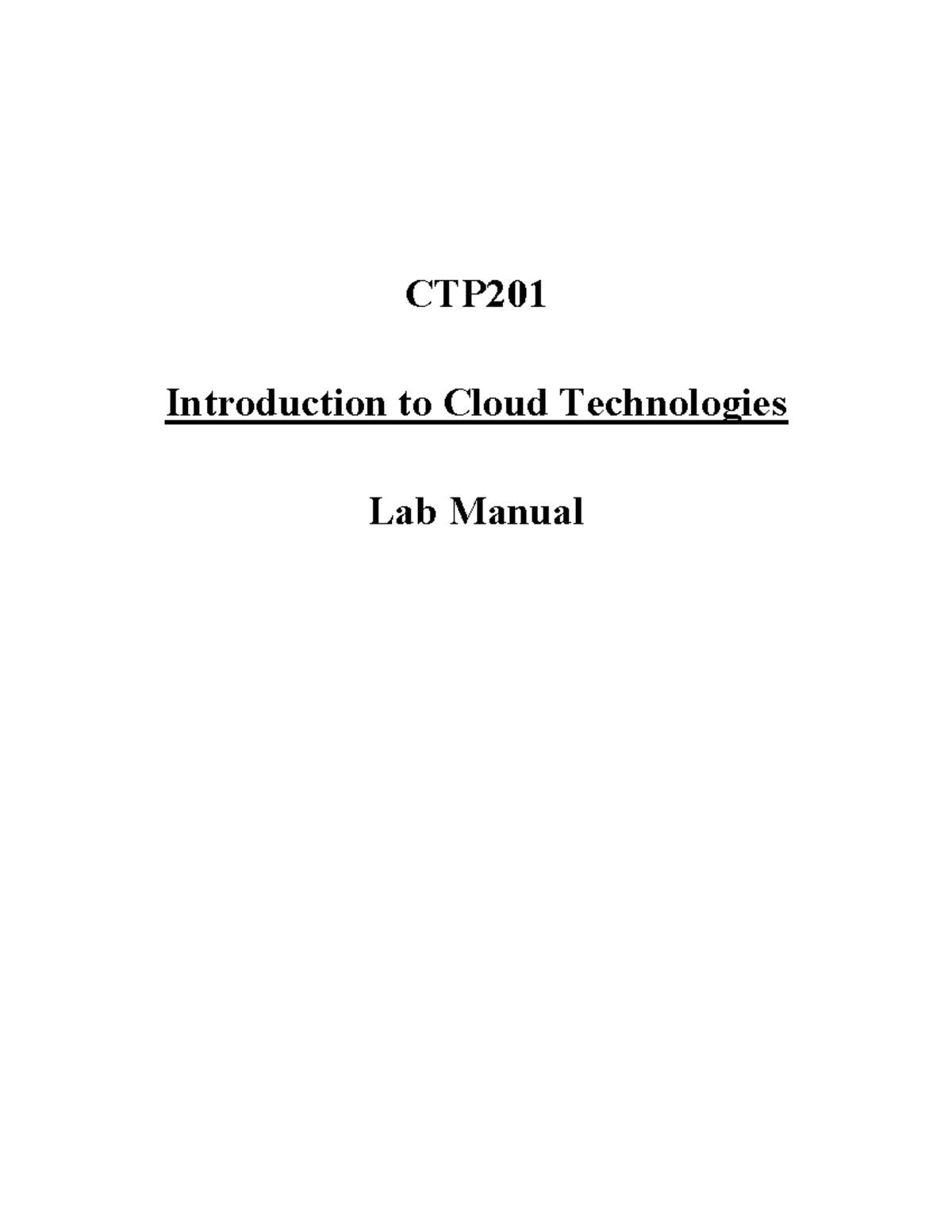 Lab 1 to 5 - learing - CTP Introduction to Cloud Technologies Lab Manual LAB 1 - Amazon Elastic ...